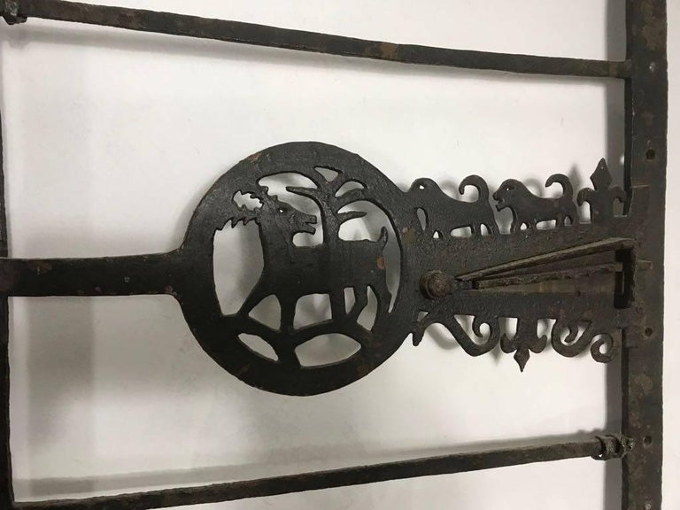 19th Century Pair of Decorative Folk Art Wrought Iron Grilles Window ...