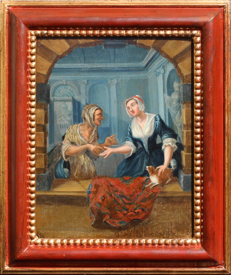 18th Century Pair of Flemish Scenes by Louis De Moni Paintings Oil on ...