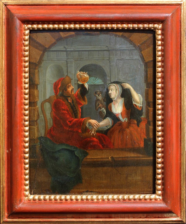 18th Century Pair of Flemish Scenes by Louis De Moni Paintings Oil on ...
