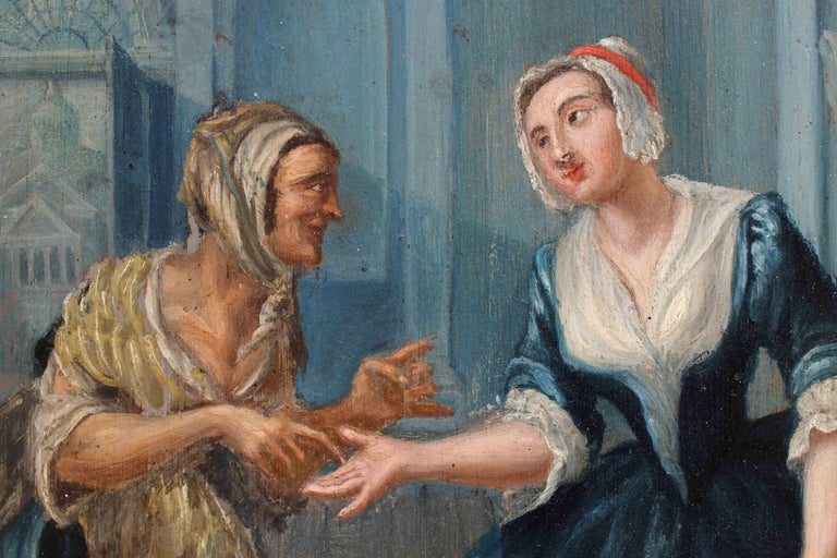 18th Century Pair of Flemish Scenes by Louis De Moni Paintings Oil on ...