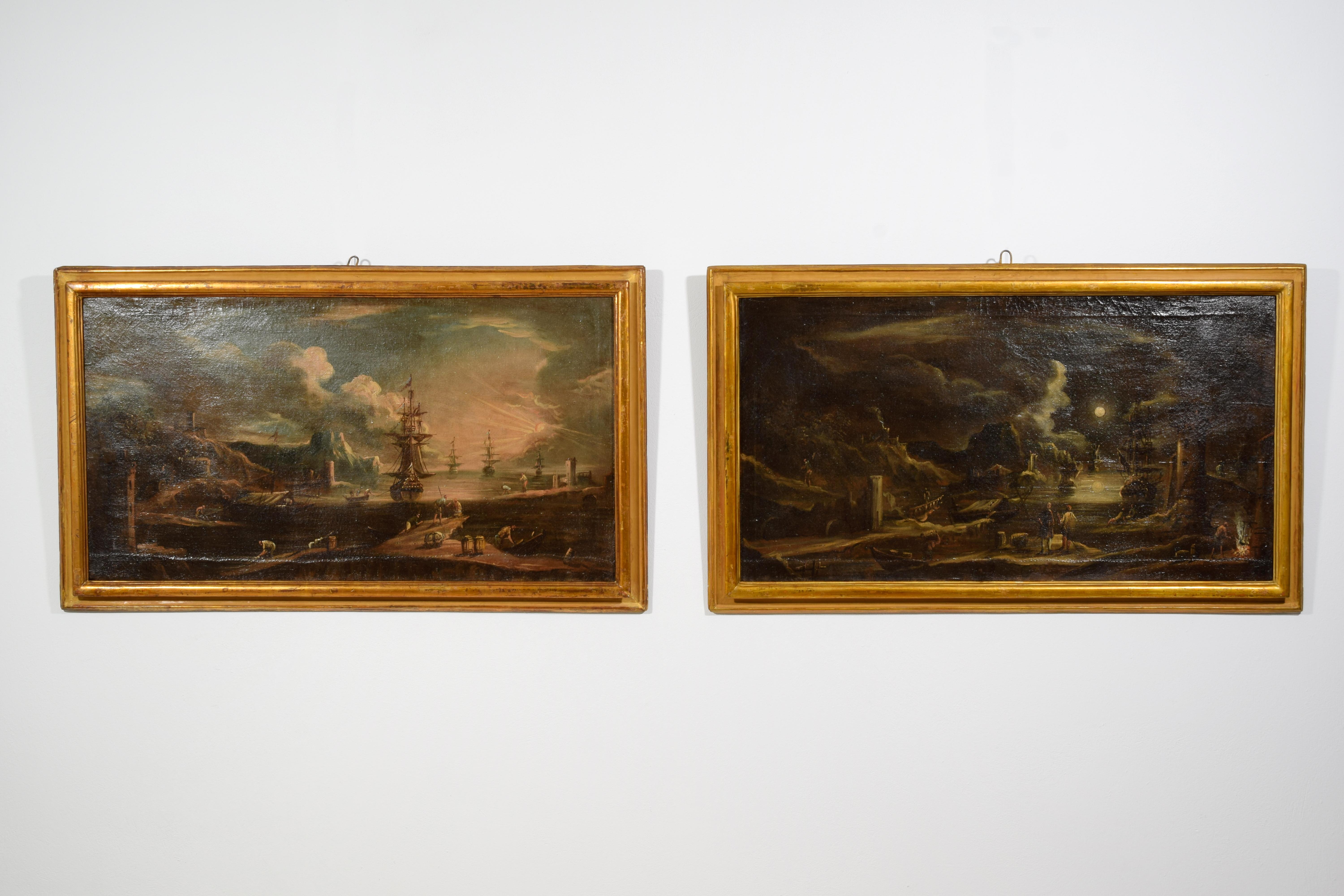 18th Century, Pair of Italian Marine Paintings For Sale at 1stDibs