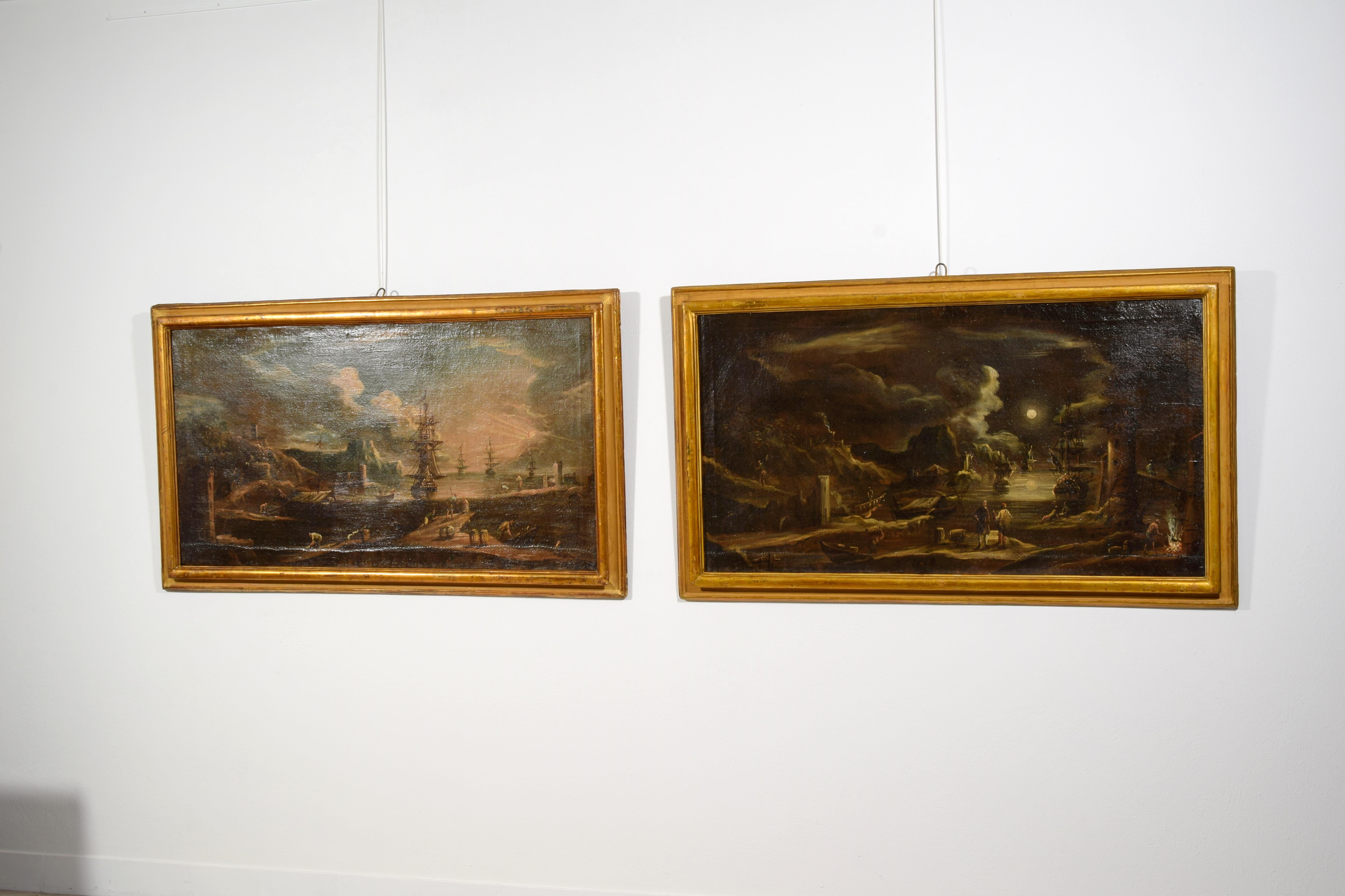 18th Century, Pair of Italian Marine Paintings For Sale at 1stDibs