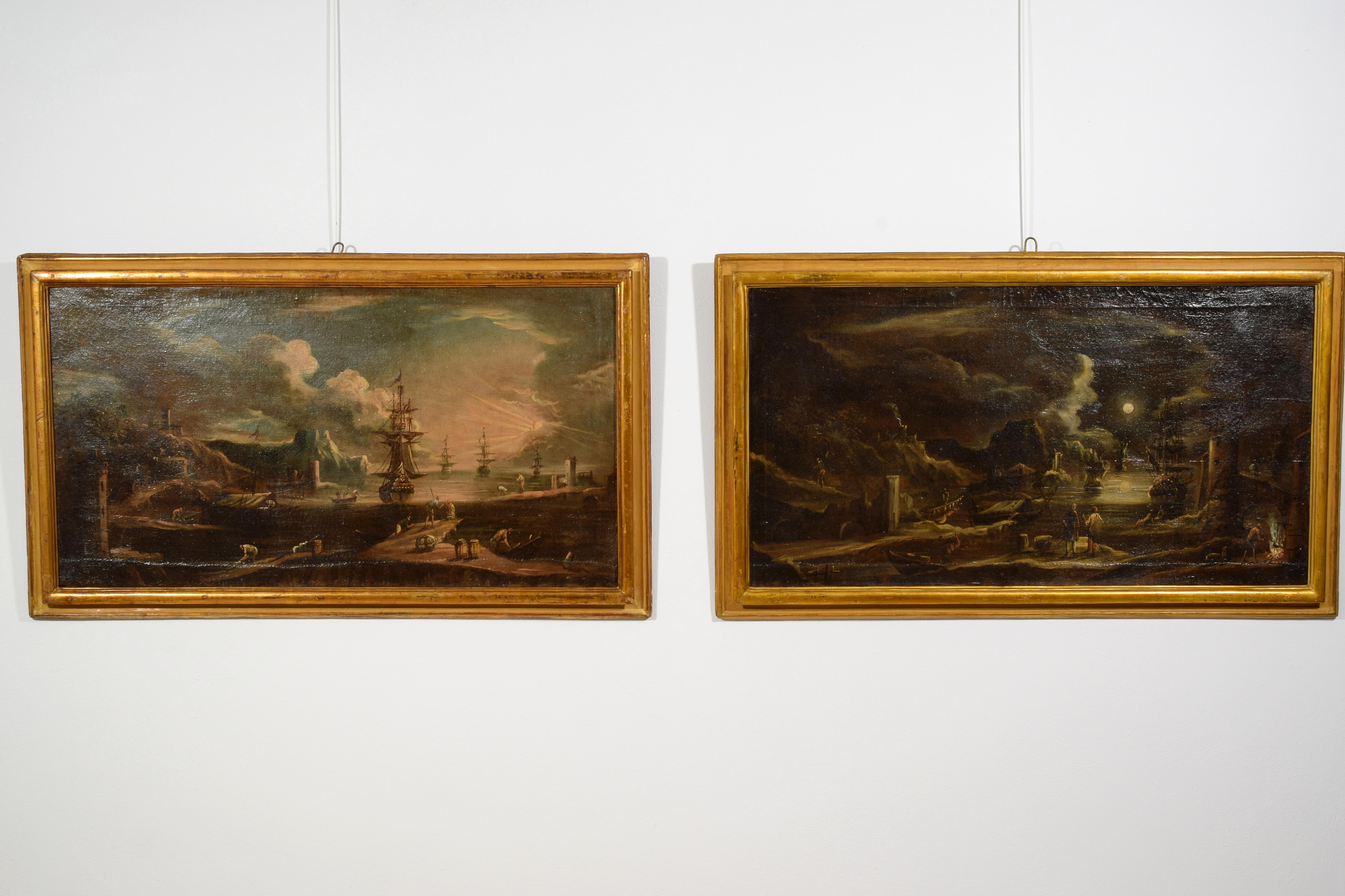 18th Century, Pair of Italian Marine Paintings For Sale at 1stDibs
