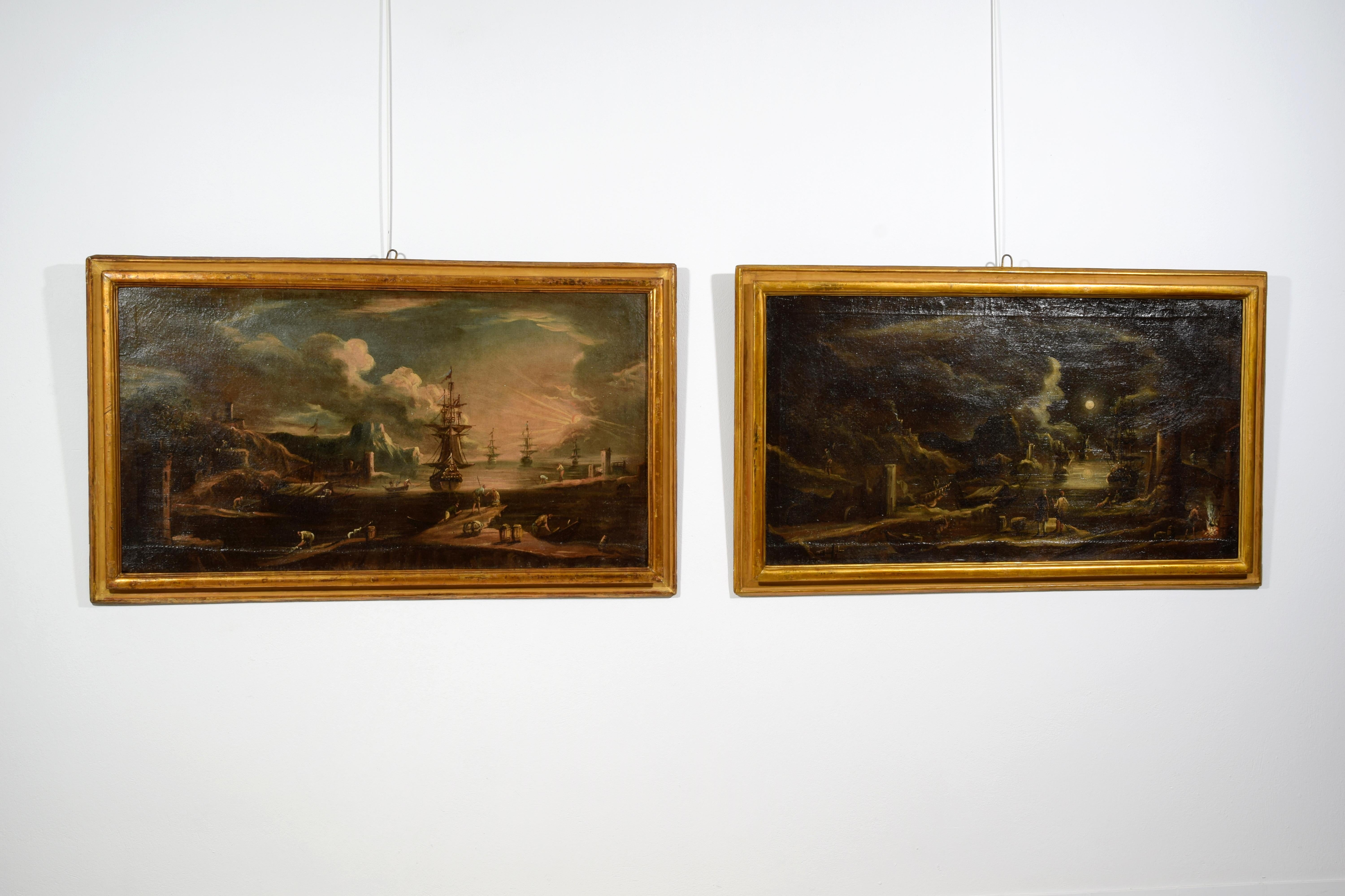 18th Century, Pair of Italian Marine Paintings For Sale at 1stDibs