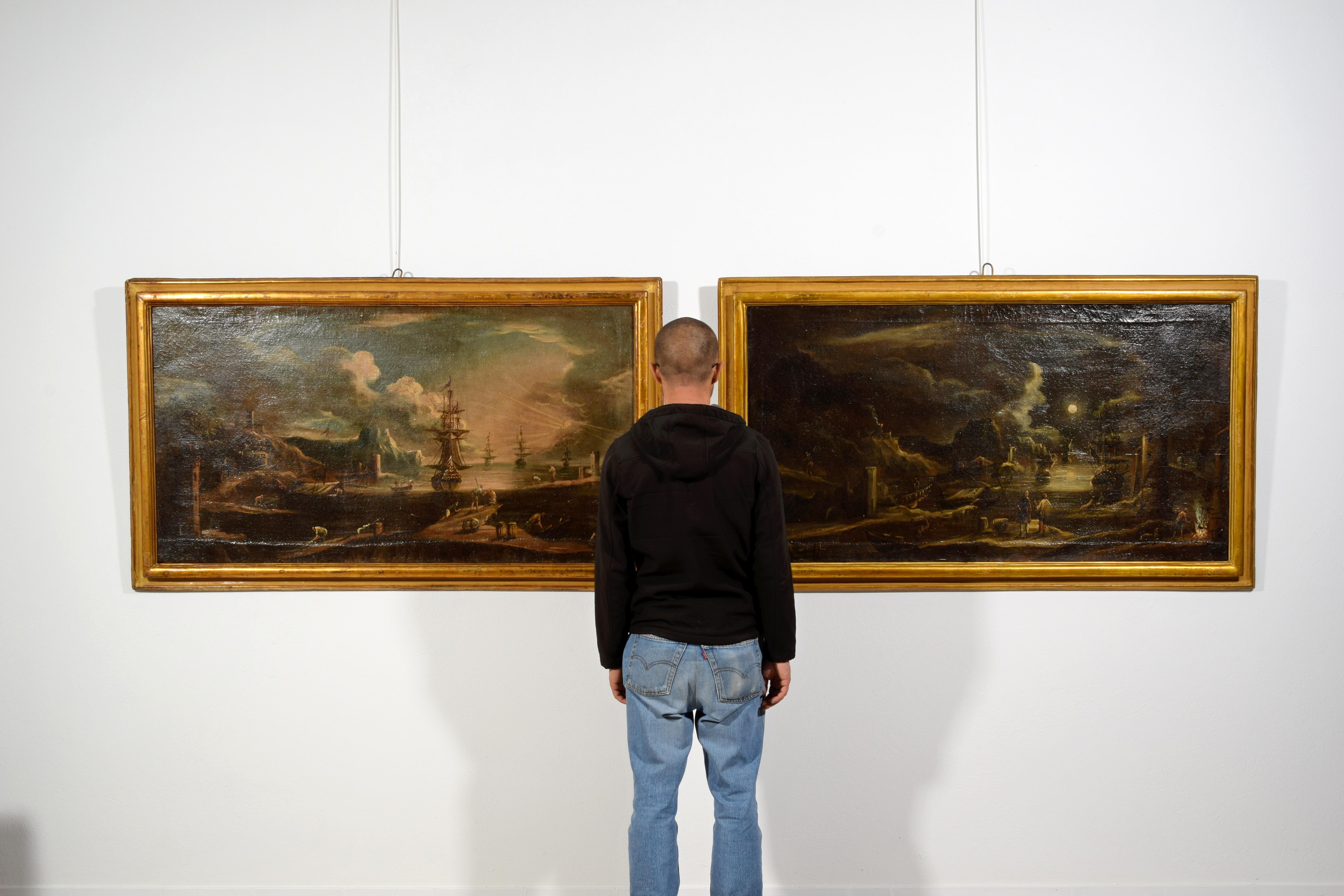 18th Century, Pair of Italian Marine Paintings For Sale at 1stDibs