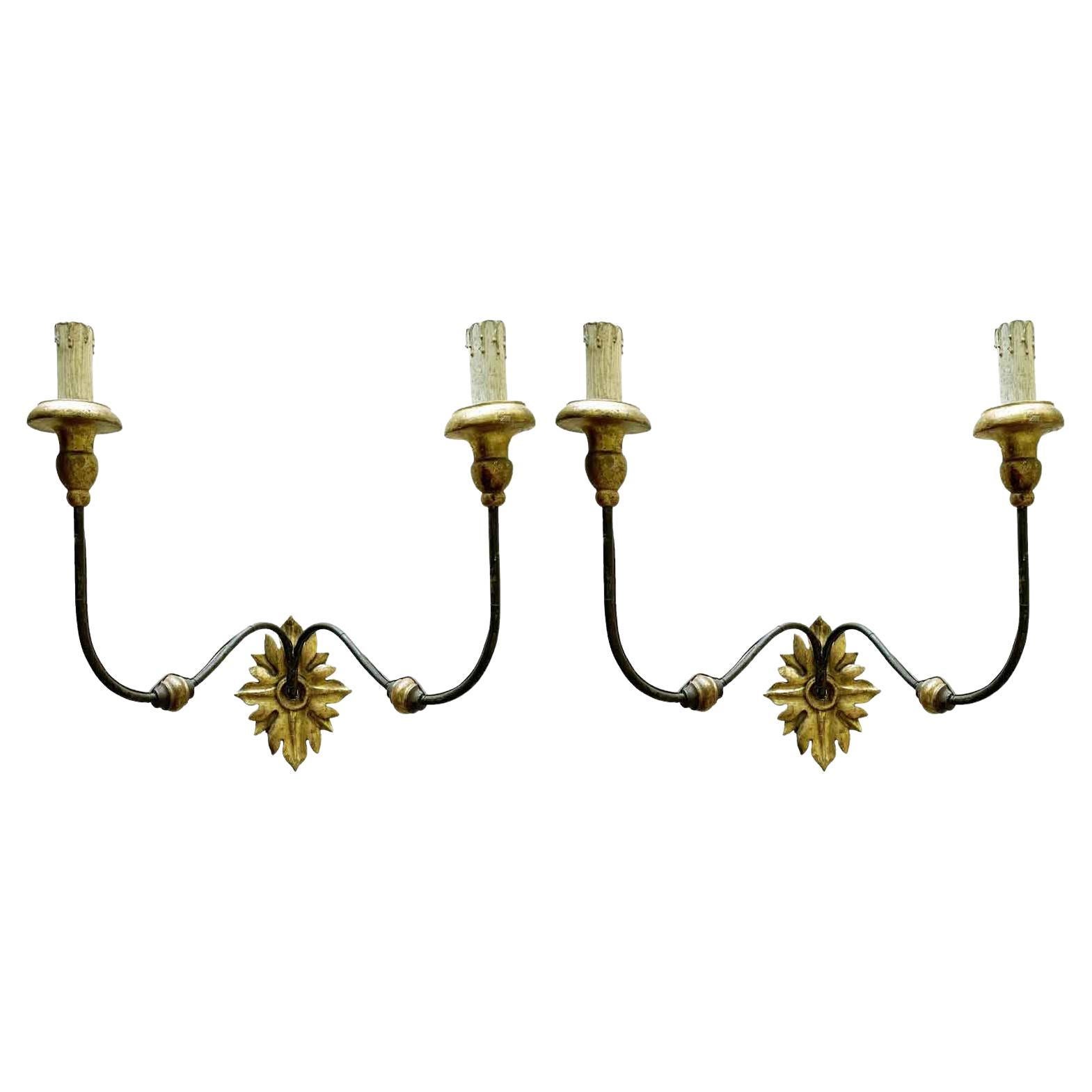 18th Century Pair of Large Two-Arm Italian Iron Sconces From Tuscany at ...
