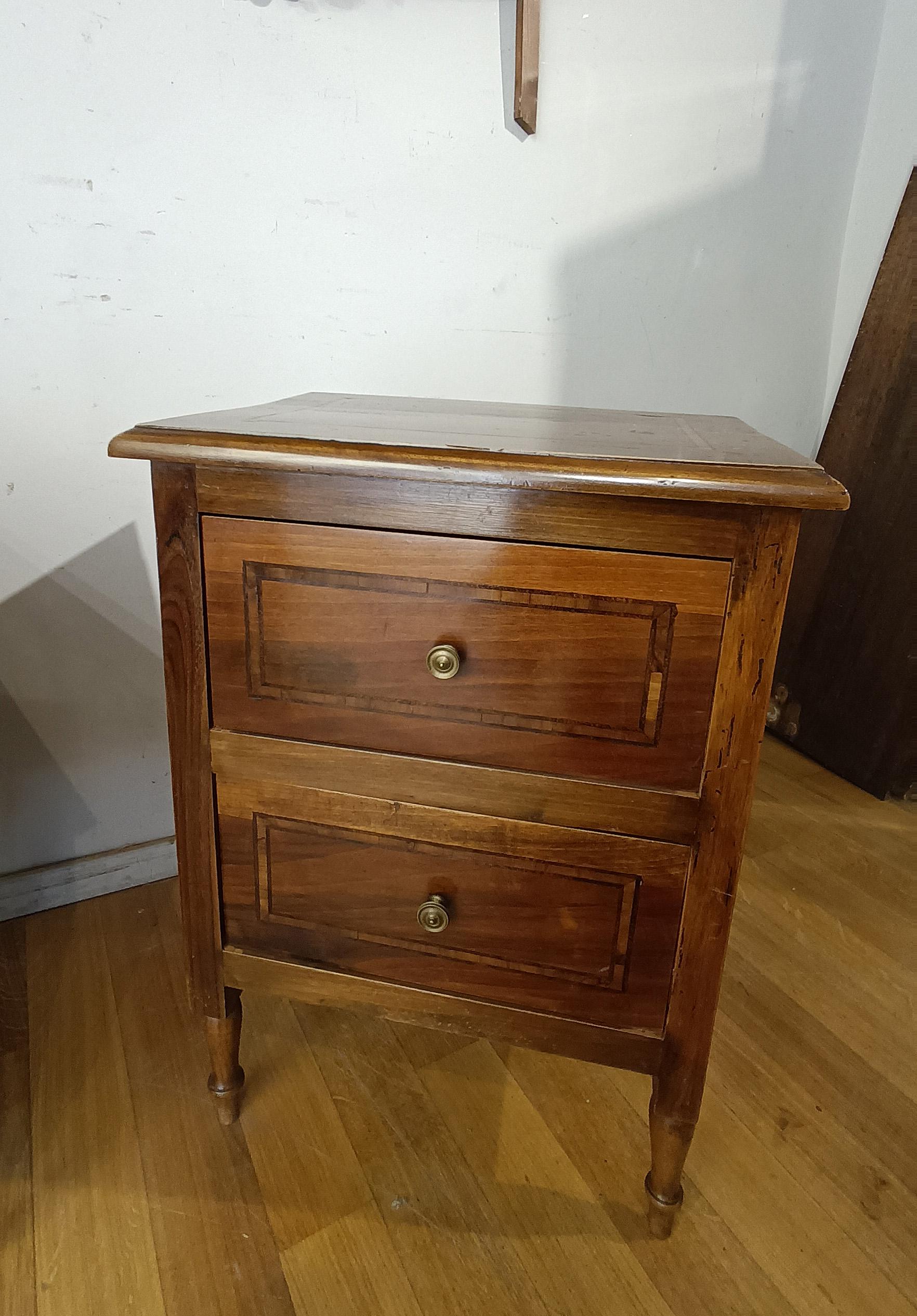 18th CENTURY PAIR OF NEOCLASSIC NIGHTSIDE TABLES IN SOLID WALNUT For ...