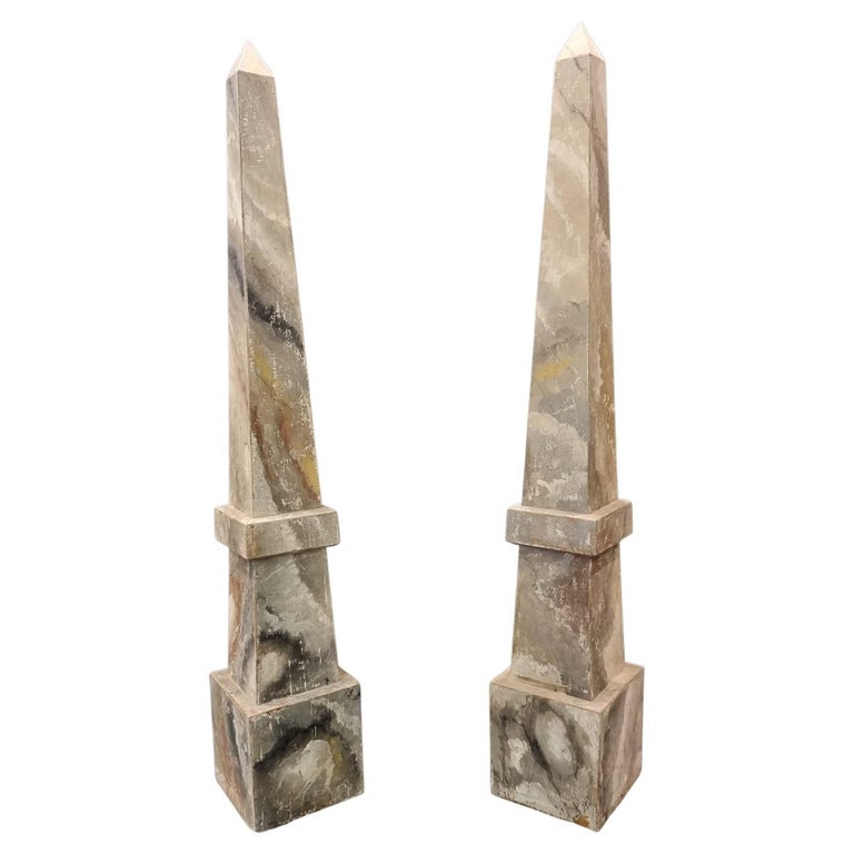 18th Century Pair of Painted Wooden Obelisks For Sale at 1stDibs