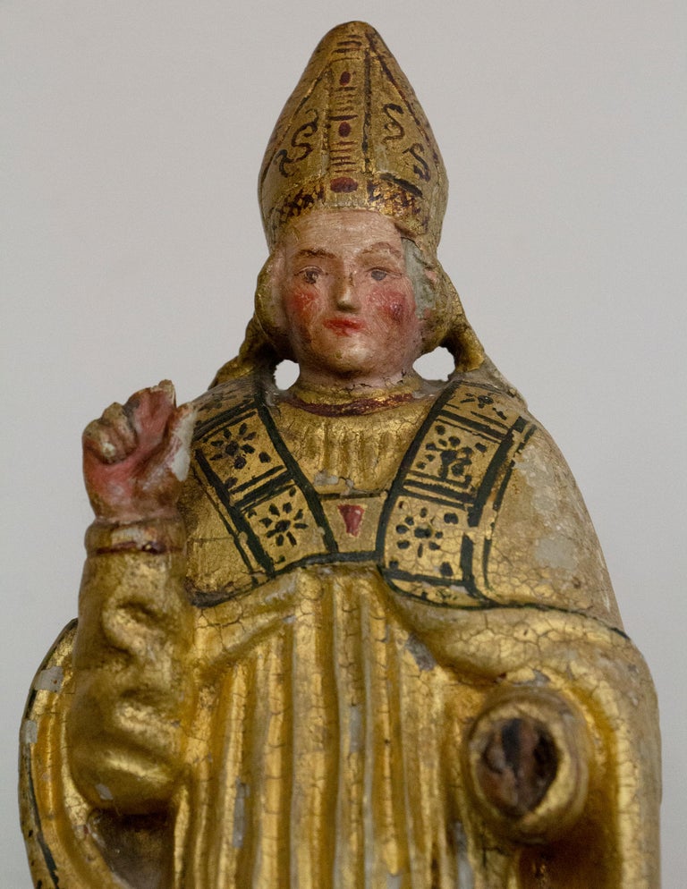 18th Century Pair of Statues of Popes in Polychrome Wood at 1stDibs