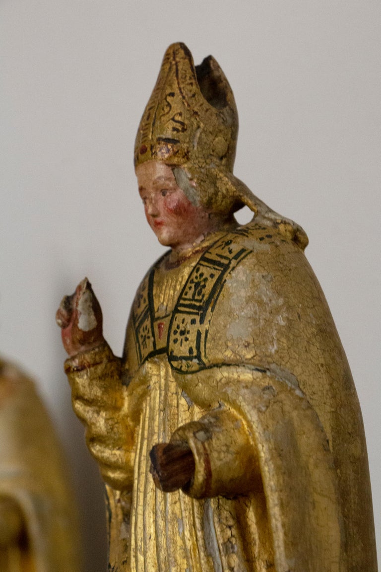 18th Century Pair of Statues of Popes in Polychrome Wood at 1stDibs ...