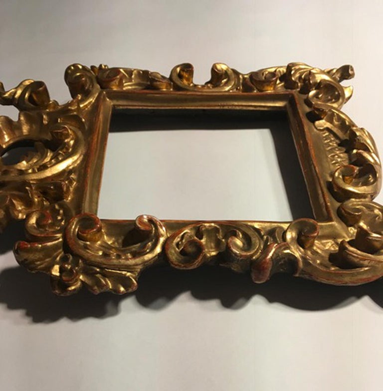 18th Century Patinated Gold Hand Carved Wood Pair of Frames Barocco ...