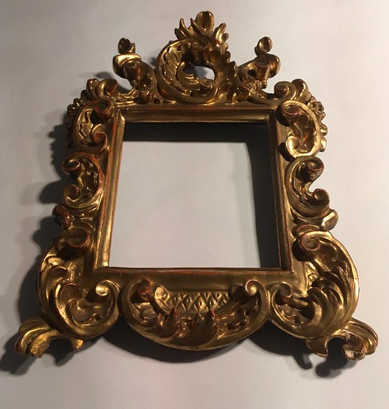 18th Century Patinated Gold Hand Carved Wood Pair of Frames Barocco ...