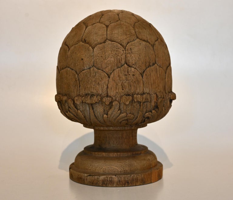 18th Century Pine Nut Carved in Oak German Banister Knob at 1stDibs