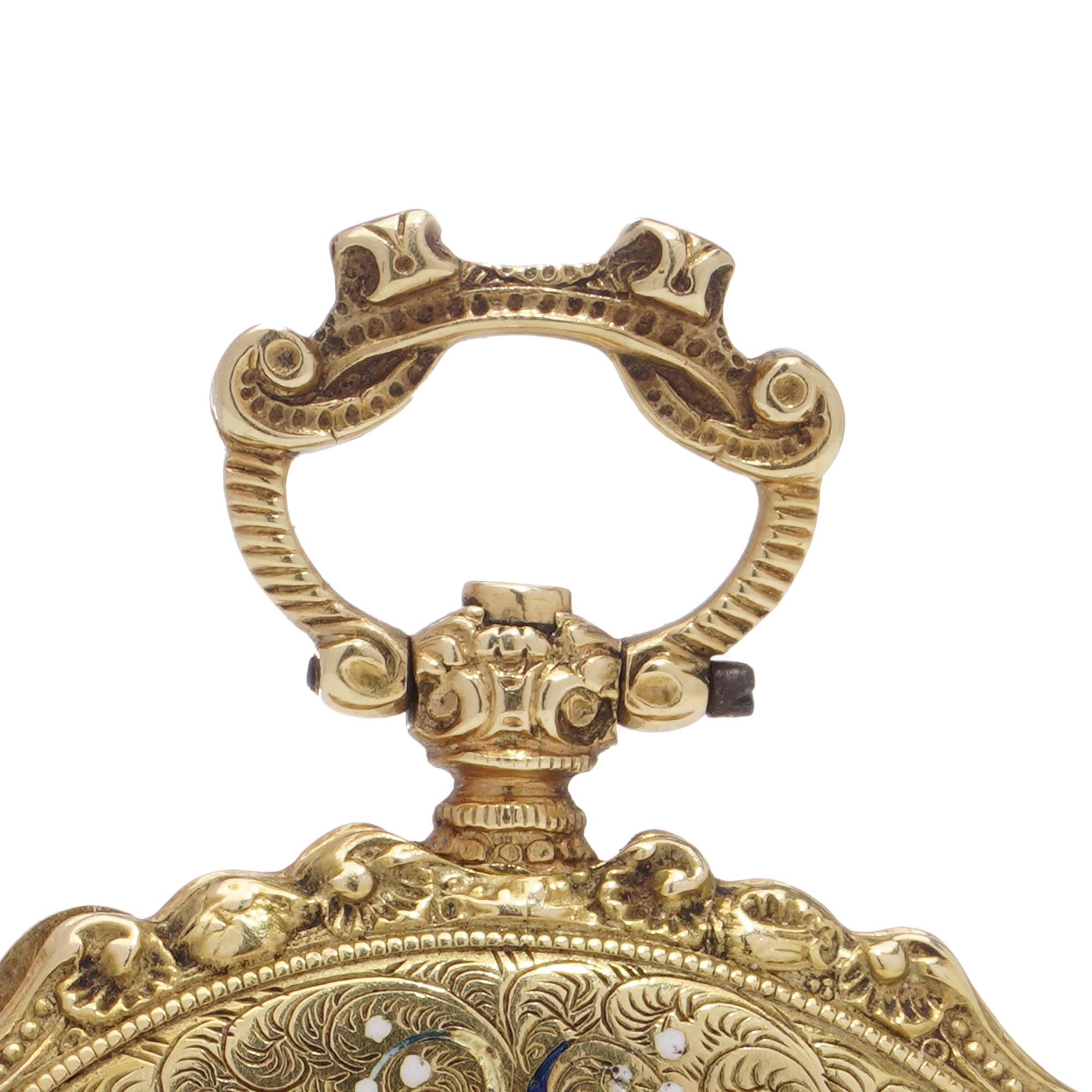 18th century pocket watch with painted enamel portrait For Sale at 1stDibs