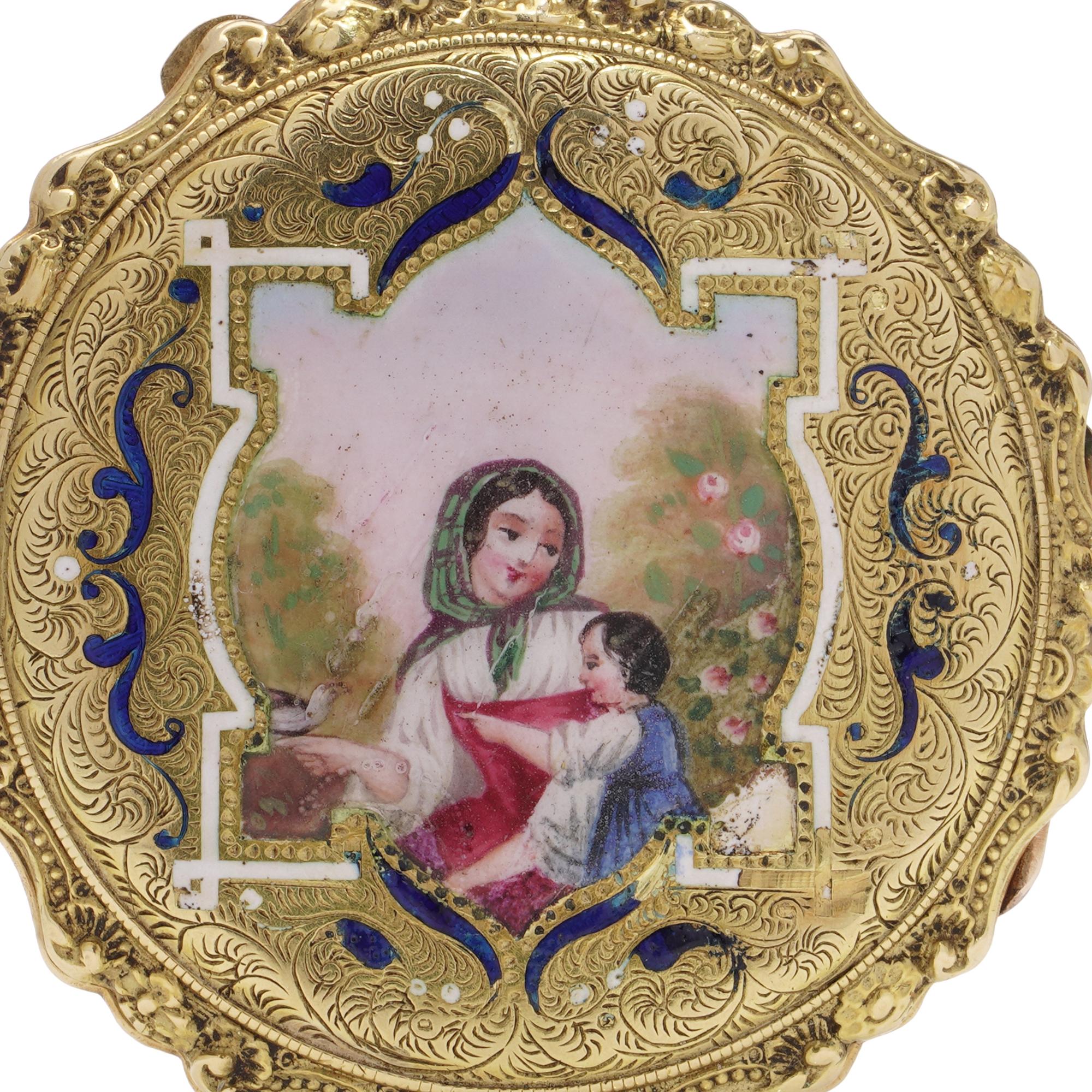 18th century pocket watch with painted enamel portrait For Sale at 1stDibs