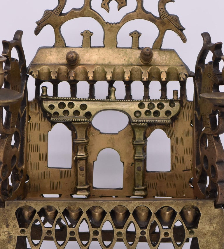 18th Century Polish Brass Hanukkah Lamp Modeled after Synagogue Facade ...