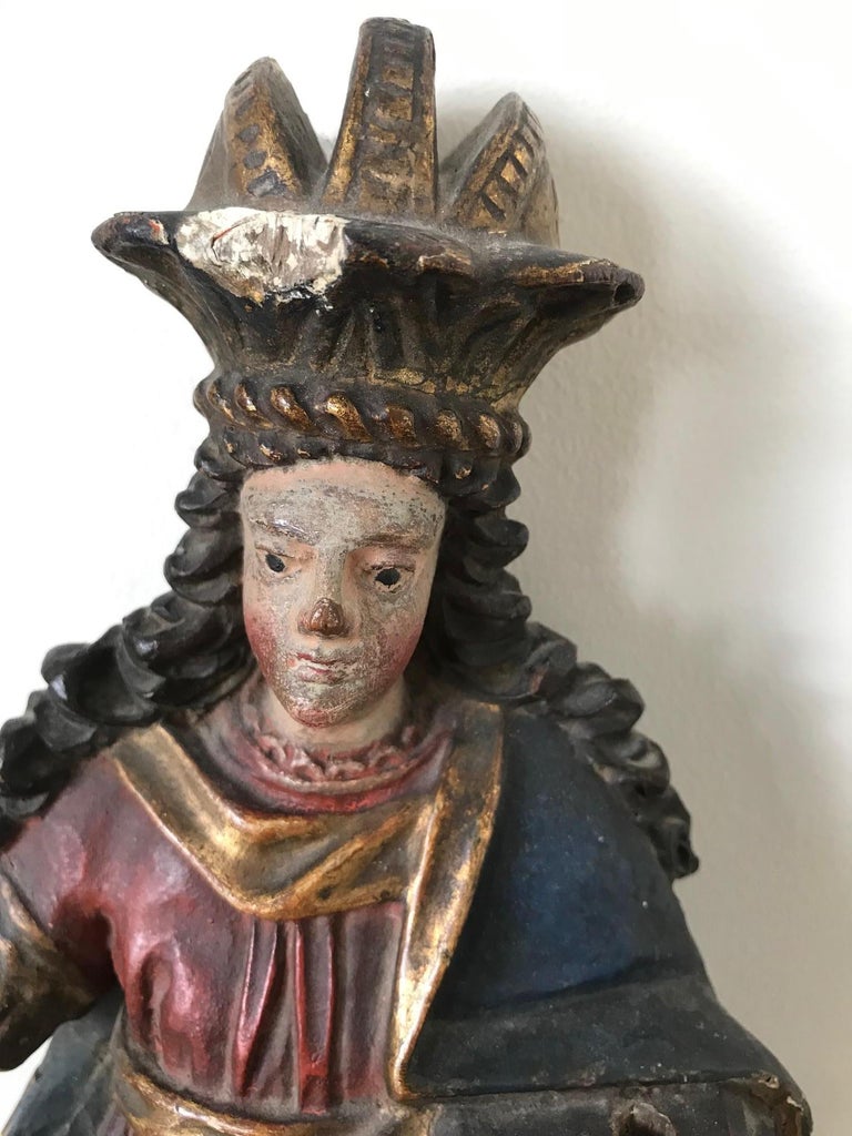 18th Century Polychrome Statue For Sale at 1stDibs