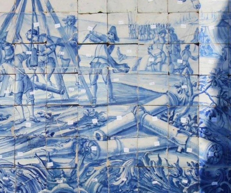 18th Century Portuguese " Azulejos " Panel "Battle Scene" For Sale at ...