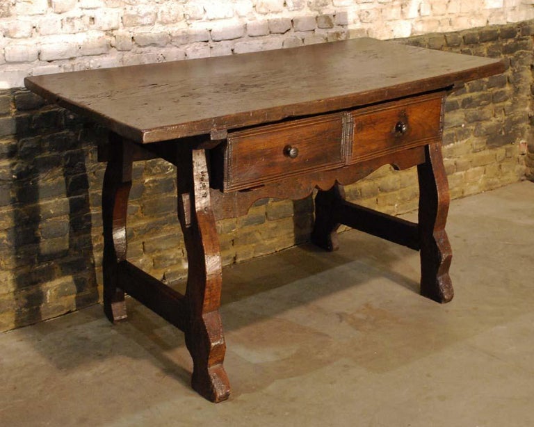 Antique 18th century Spanish baroque chestnut desk or sidetable For ...