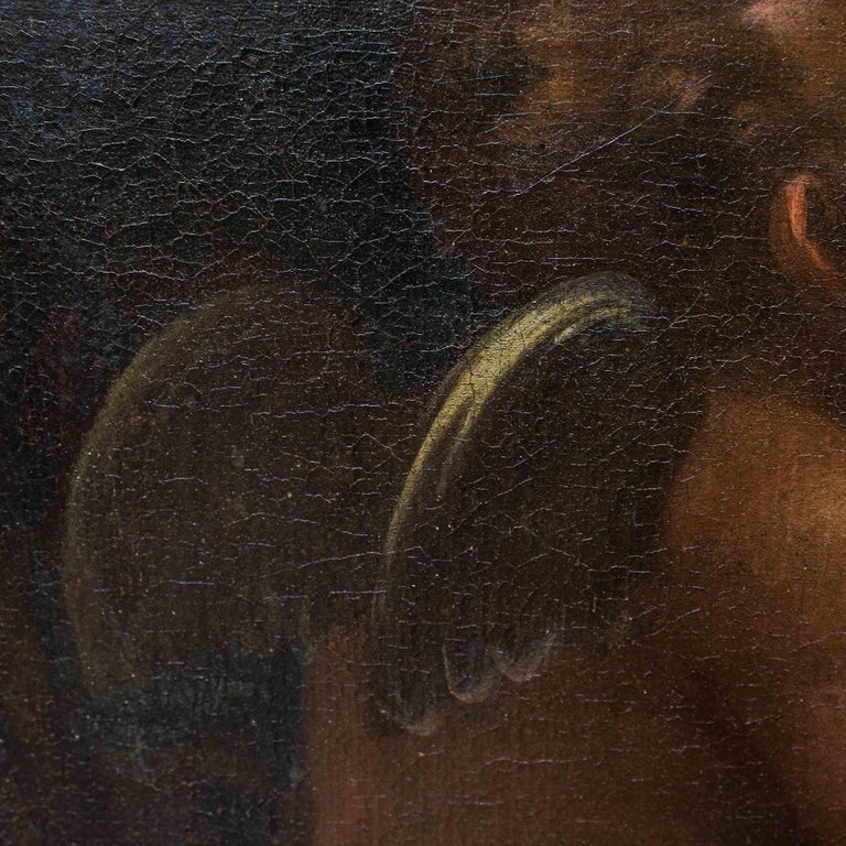 18th Century, Putti with Lilies Painting Oil on Canvas For Sale at 1stDibs