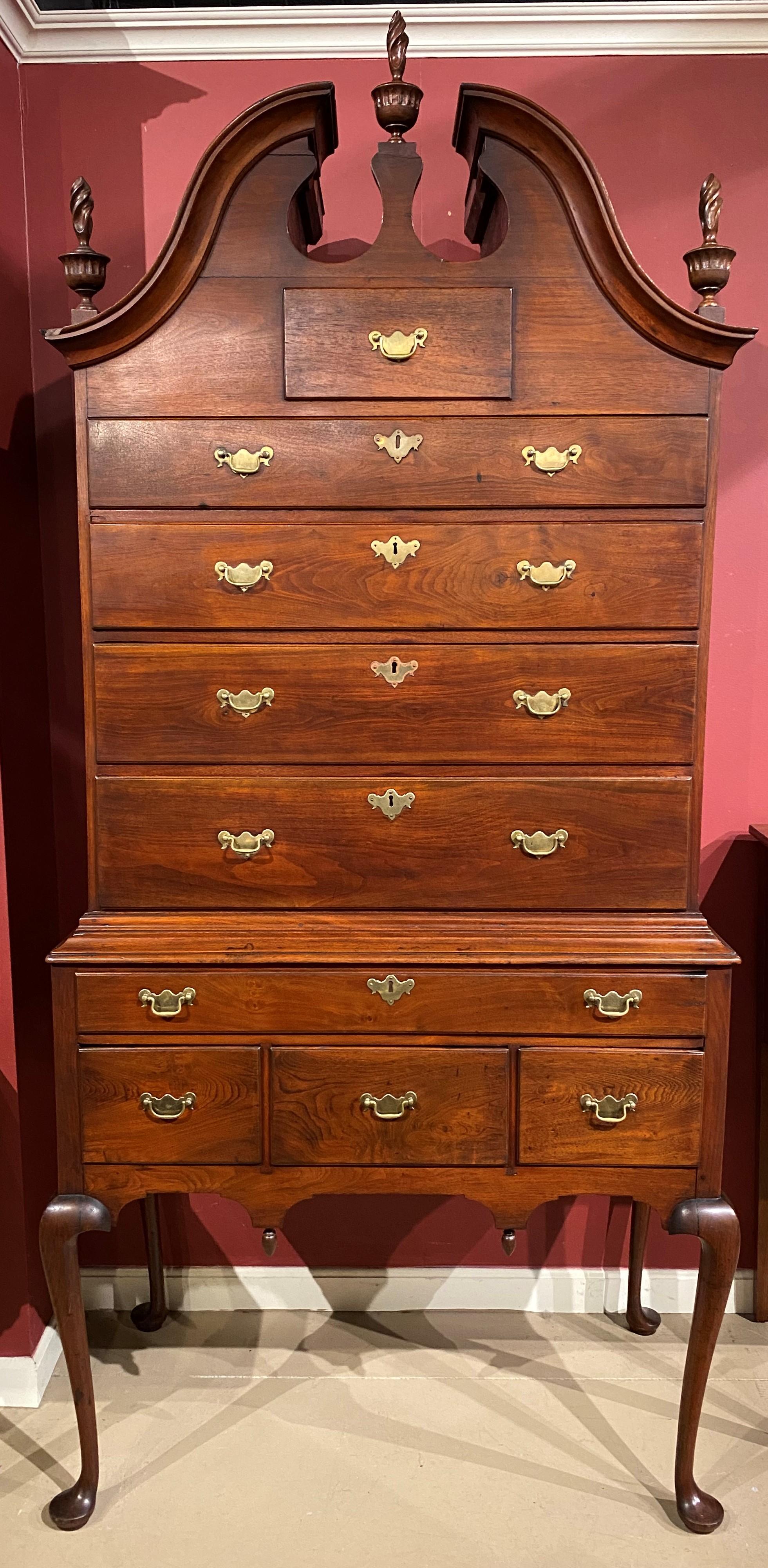 18th Century Queen Anne Bonnet Top Walnut Highboy, Newport, Rhode ...