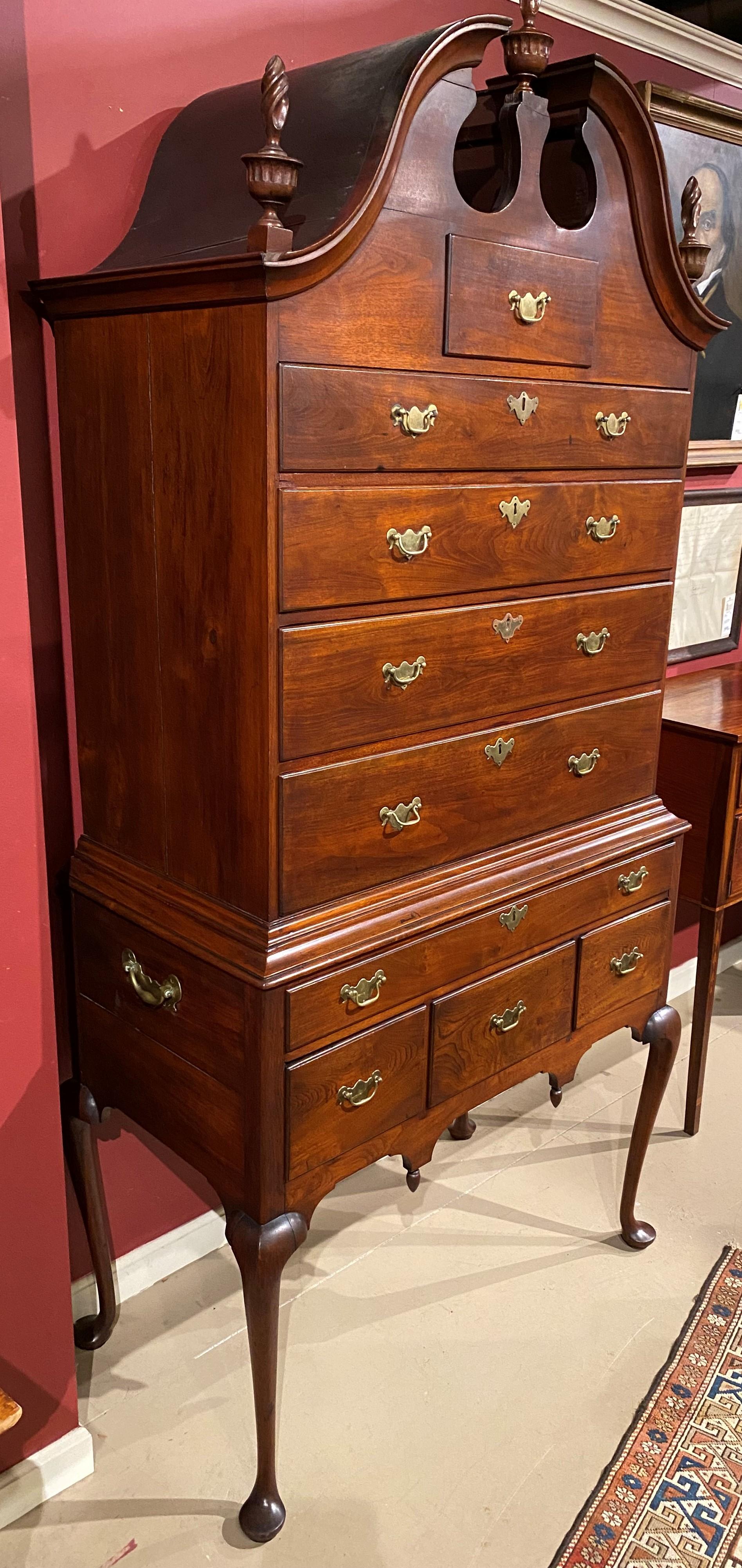 18th Century Queen Anne Bonnet Top Walnut Highboy, Newport, Rhode ...