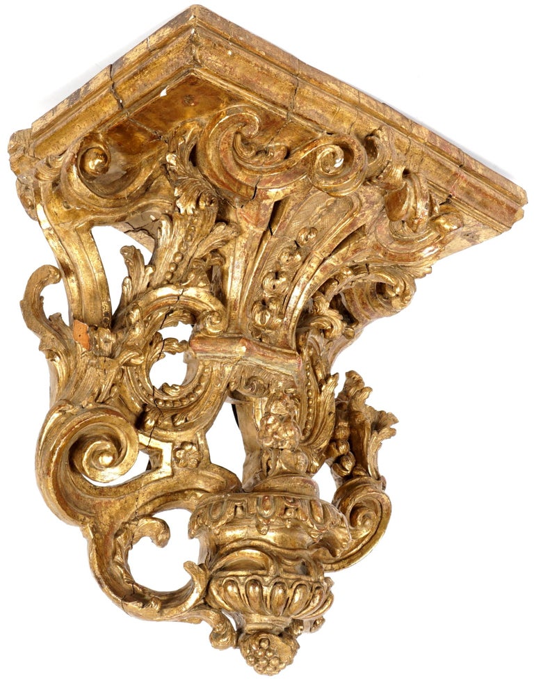 18th Century Richly Carved and Gilt Wood French Rococo Wall Bracket at ...