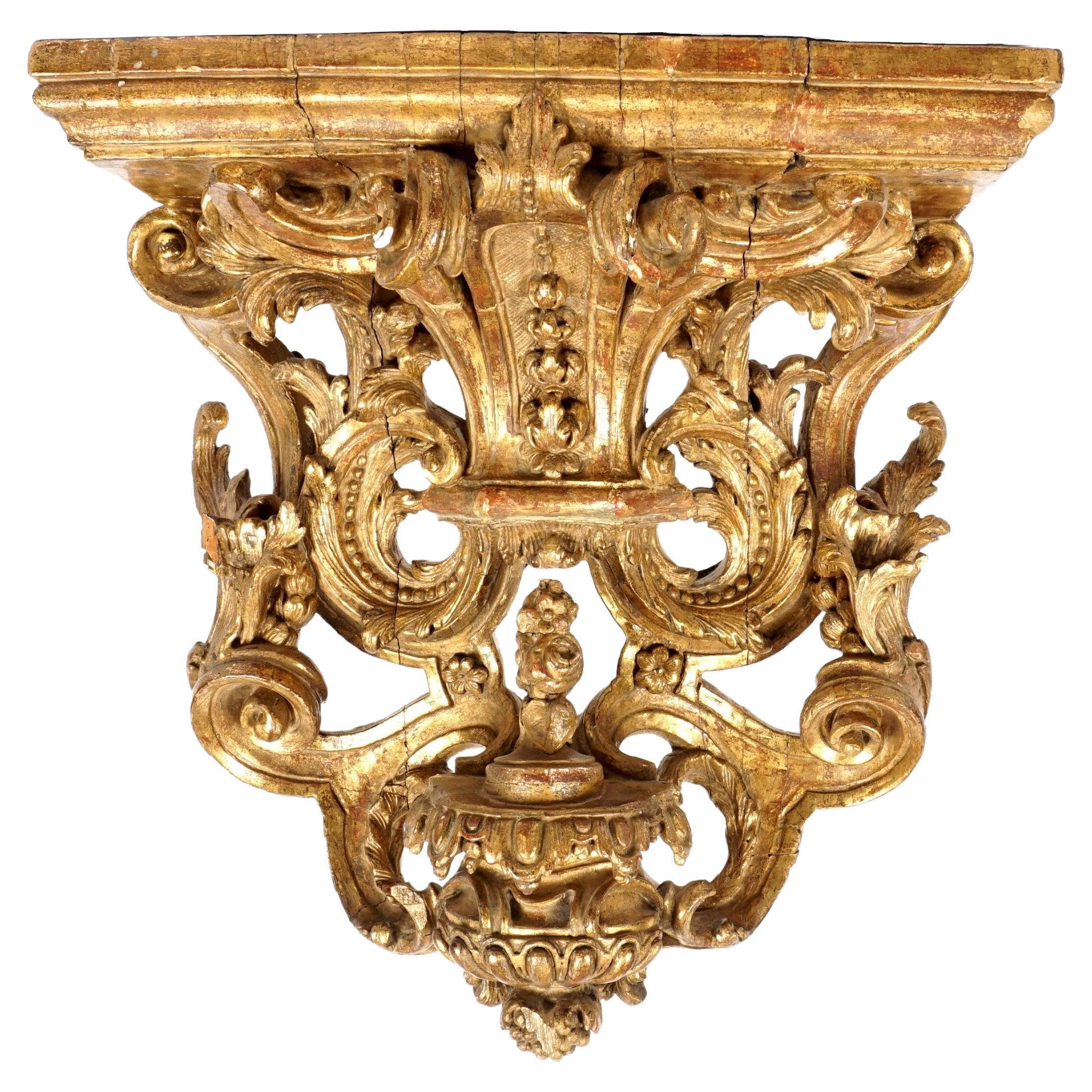 18th Century Richly Carved and Gilt Wood French Rococo Wall Bracket at ...