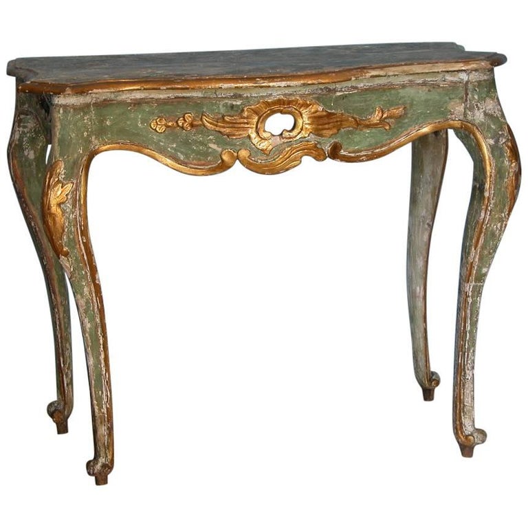18th Century Rococo Italian Console with Faux Stone Top, Origin: Italy ...
