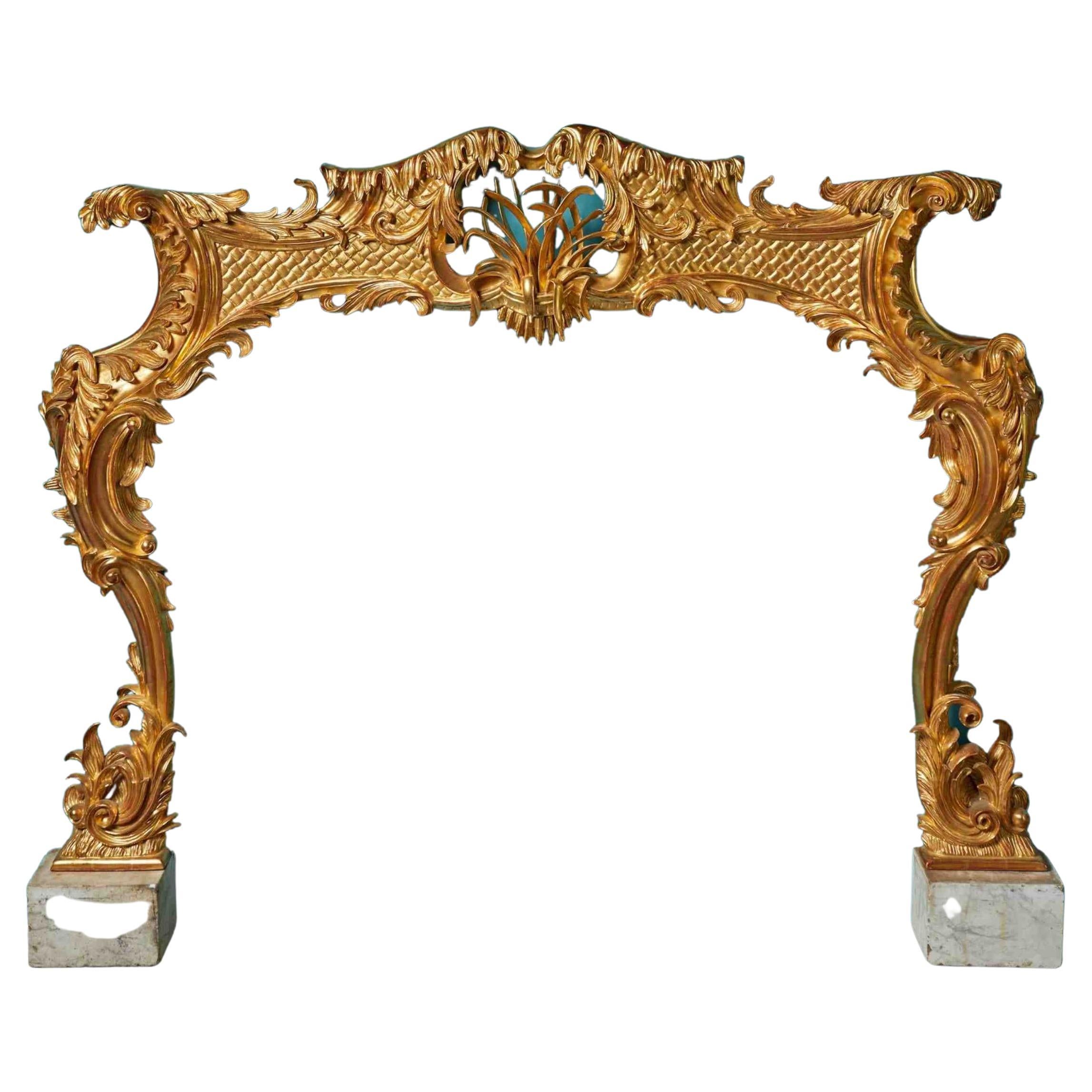 18th Century Rococo Style Giltwood Fireplace For Sale at 1stDibs