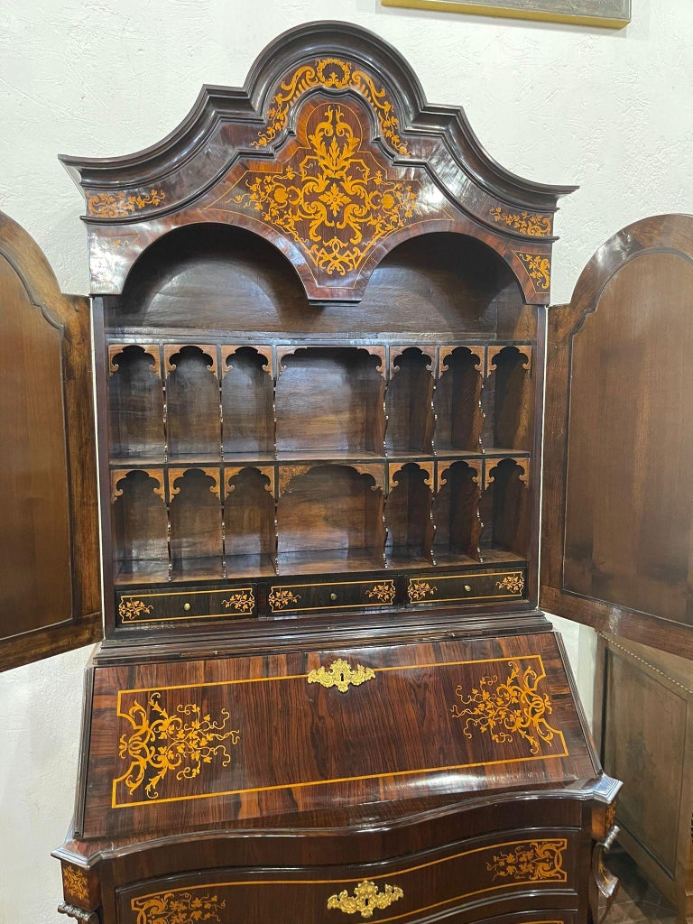 18th Century Roman Louis XIV Rosewood Inlaid Trumeau Bookcase ...