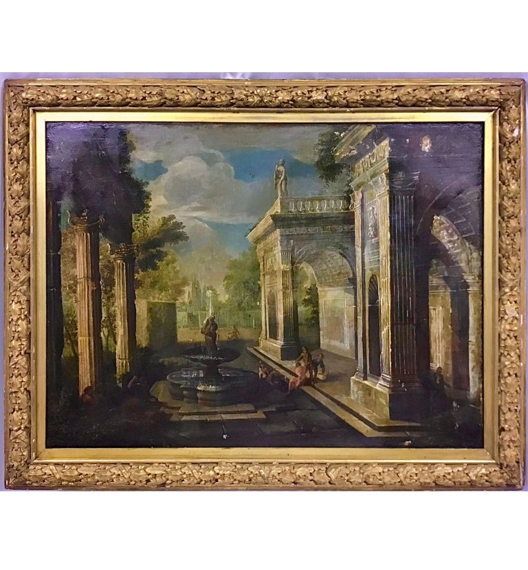 18th Century, Roman Ruins and Landscape Paintings, Pair For Sale at 1stDibs