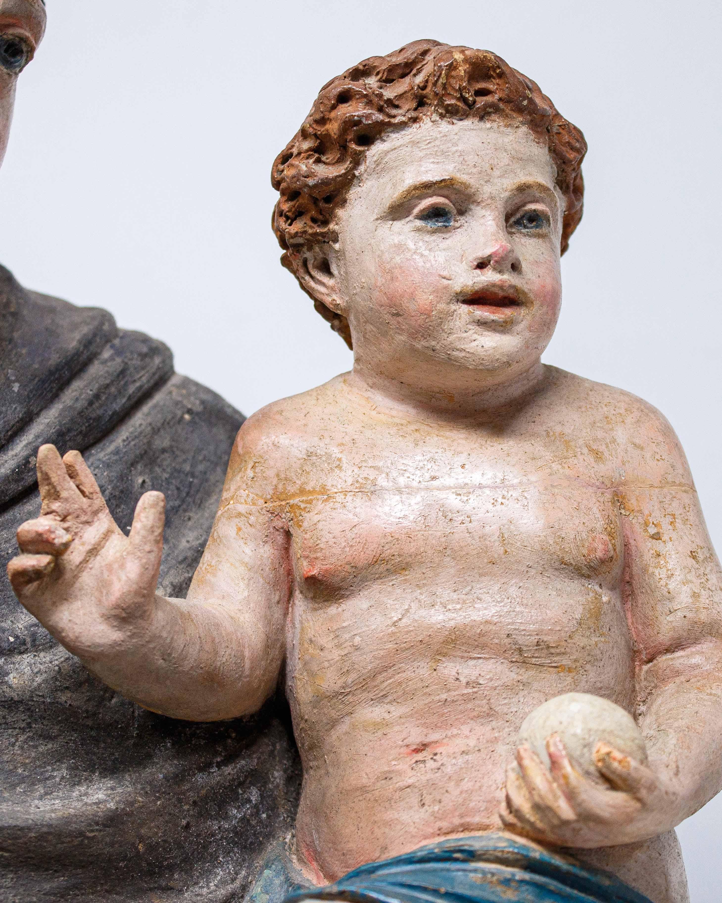 18th Century Sant'antonio Da Padova Polychrome Terracotta Sculpture For ...