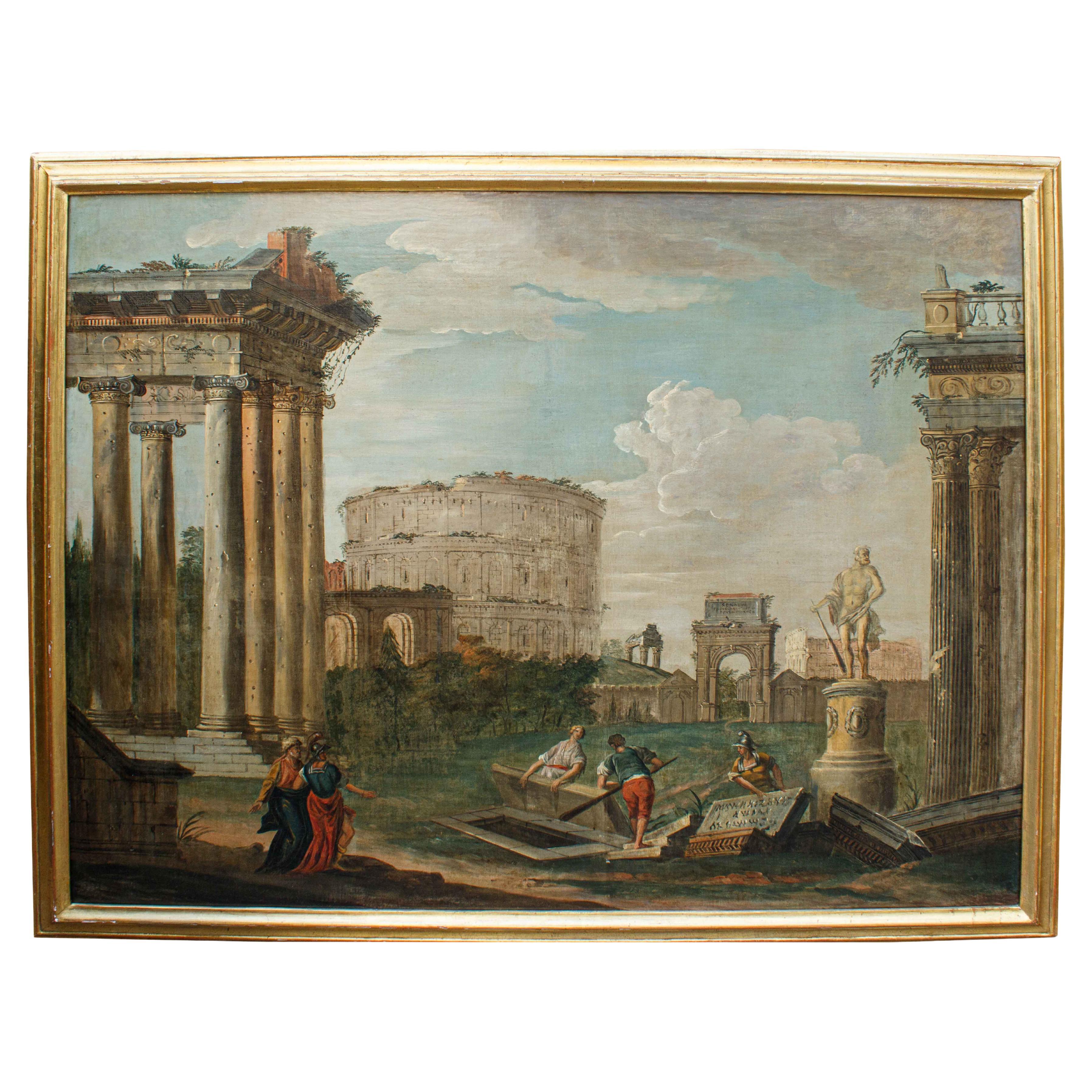 A Monumental Roman Painting of Ancient Ruins and People For Sale at ...