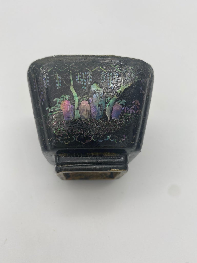 17th Century Set of 8 Chinese Lacquer Silver Cups with Mother of Pearls ...