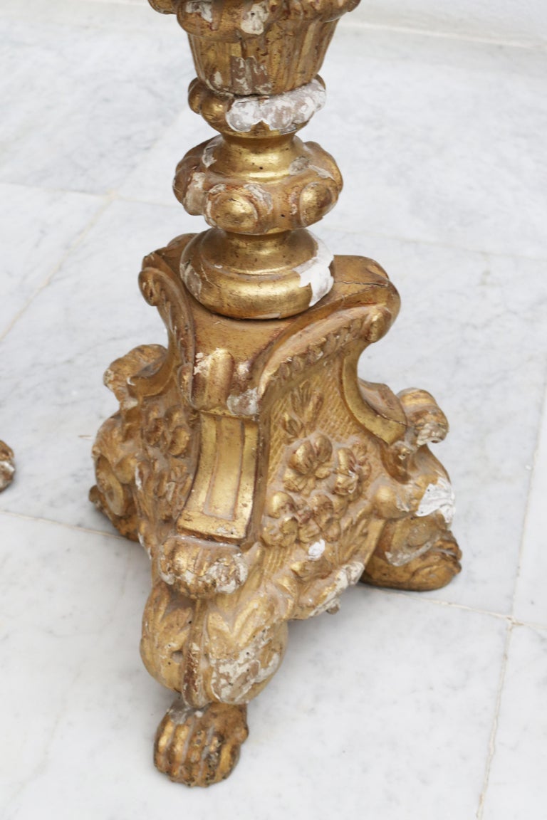 18th Century Set of Four Spanish Gold Gilded Wooden Pricket Sticks at ...