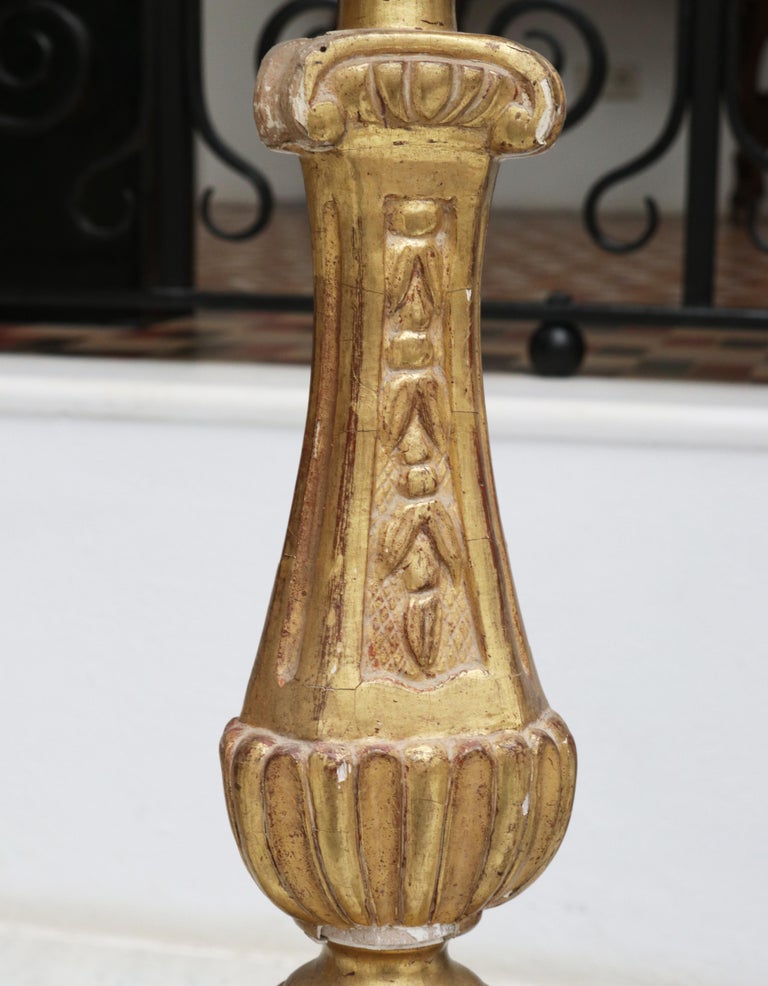 18th Century Set of Four Spanish Gold Gilded Wooden Pricket Sticks at ...