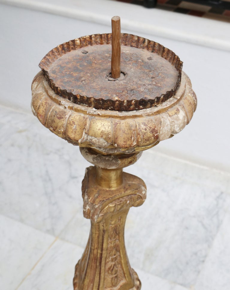 18th Century Set of Four Spanish Gold Gilded Wooden Pricket Sticks at ...