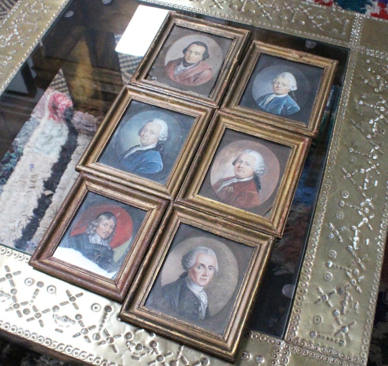 18th Century Set of Six Miniature Gouache Portraits of German Thinkers ...