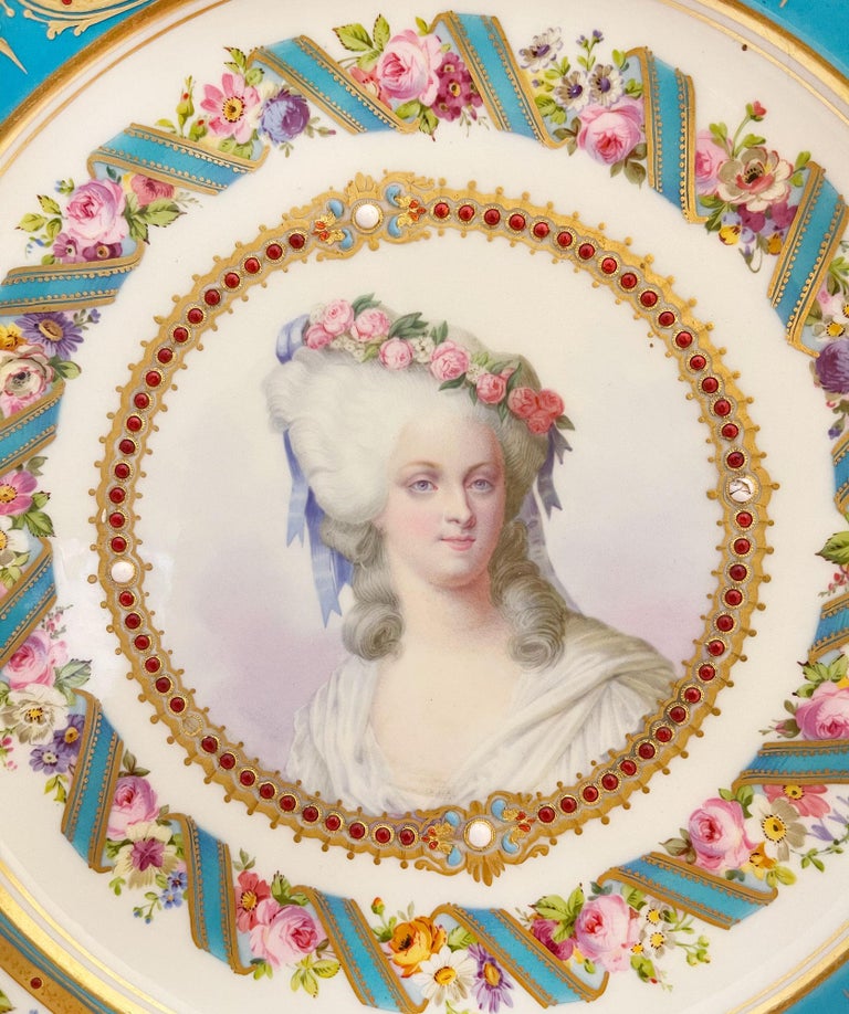 18th Century Sevres Hand Painted Blue Celeste-Ground Plate For Sale at ...