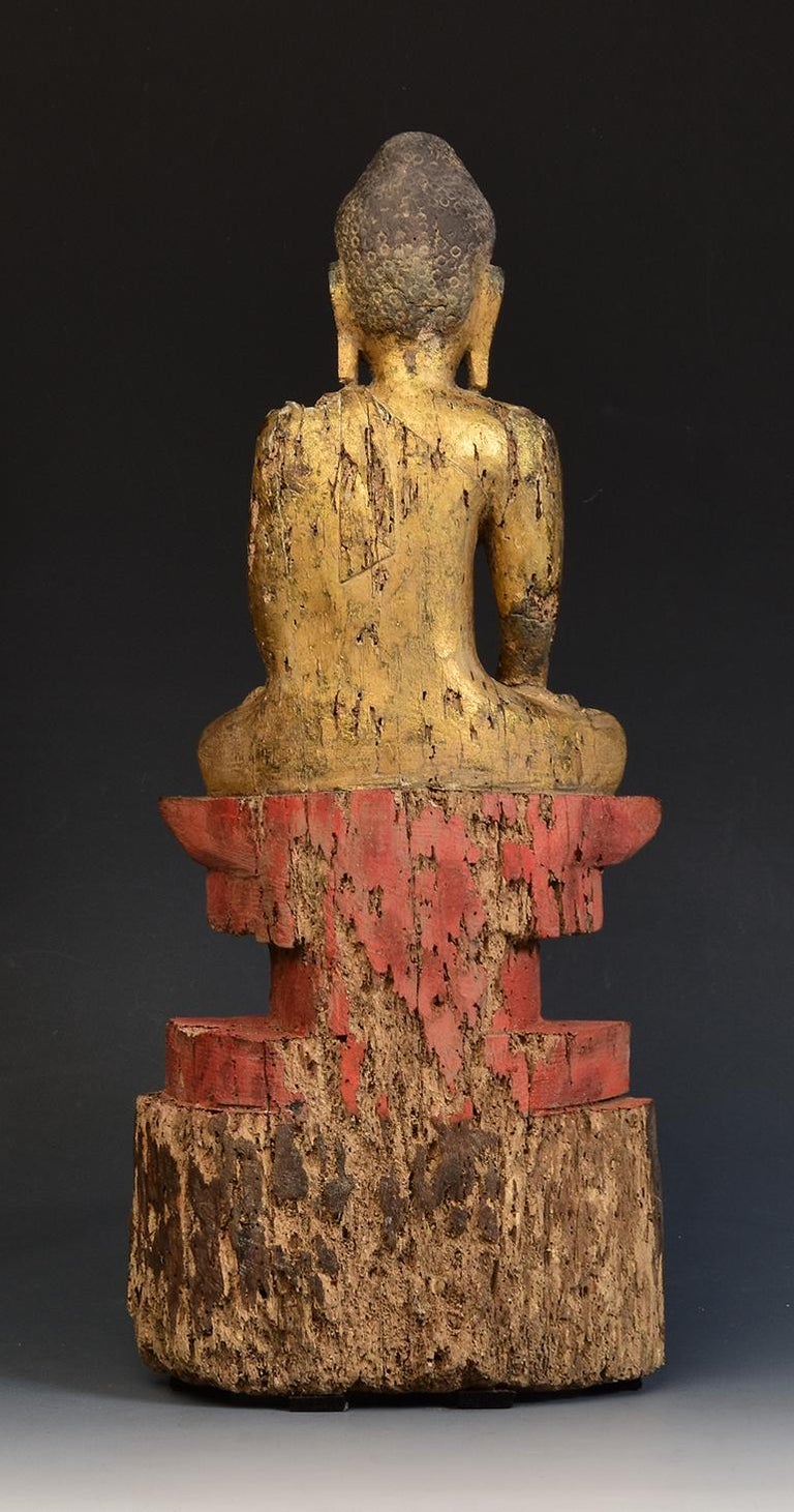 18th Century, Shan, Antique Burmese Wooden Seated Buddha For Sale at ...