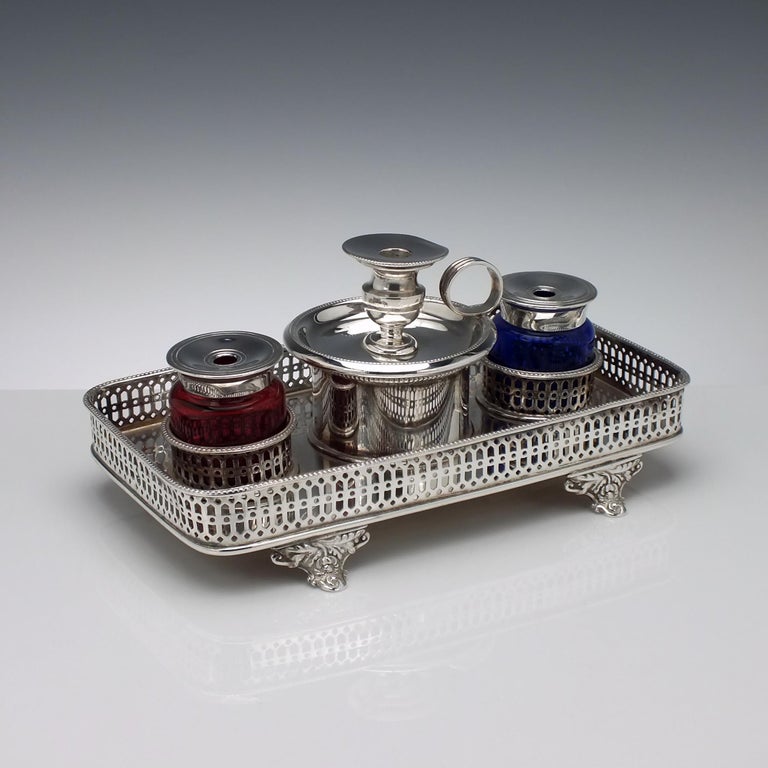 18th Century Silver Plate Inkstand, circa 1790 For Sale at 1stDibs