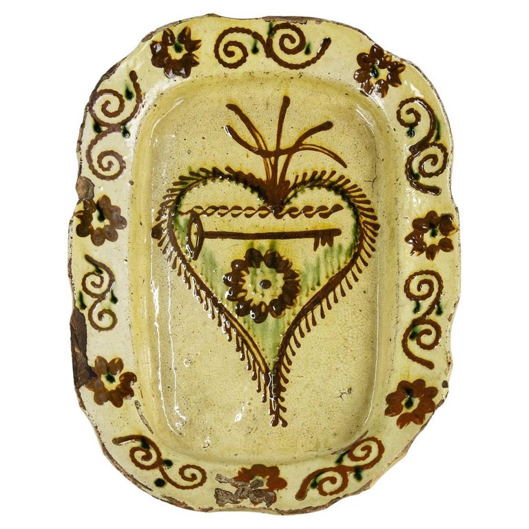 18th Century Slipware Marriage Serving Plate For Sale at 1stDibs