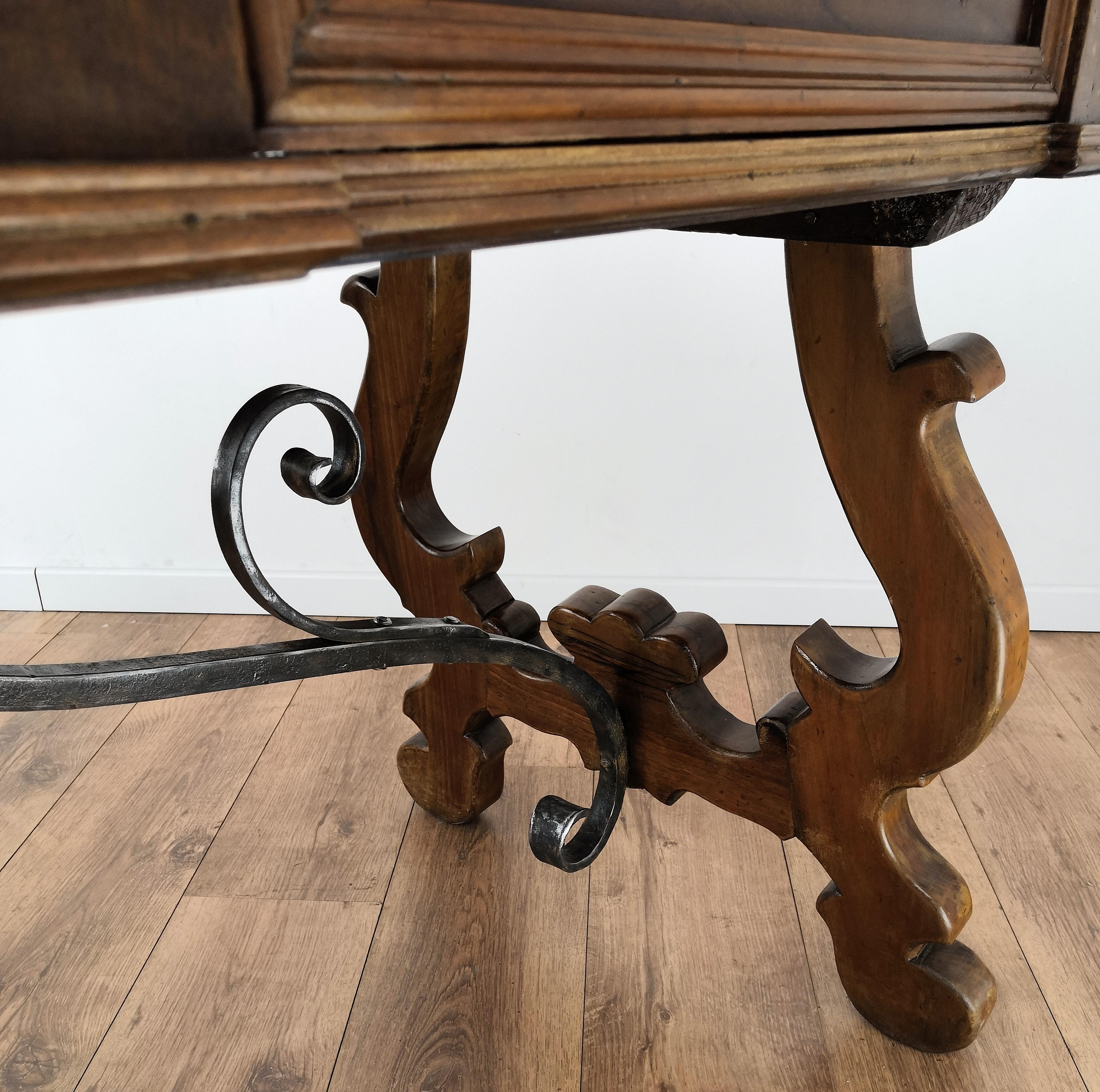 18th Century Solid Walnut Baroque Lyre-Leg Trestle Refectory Desk ...