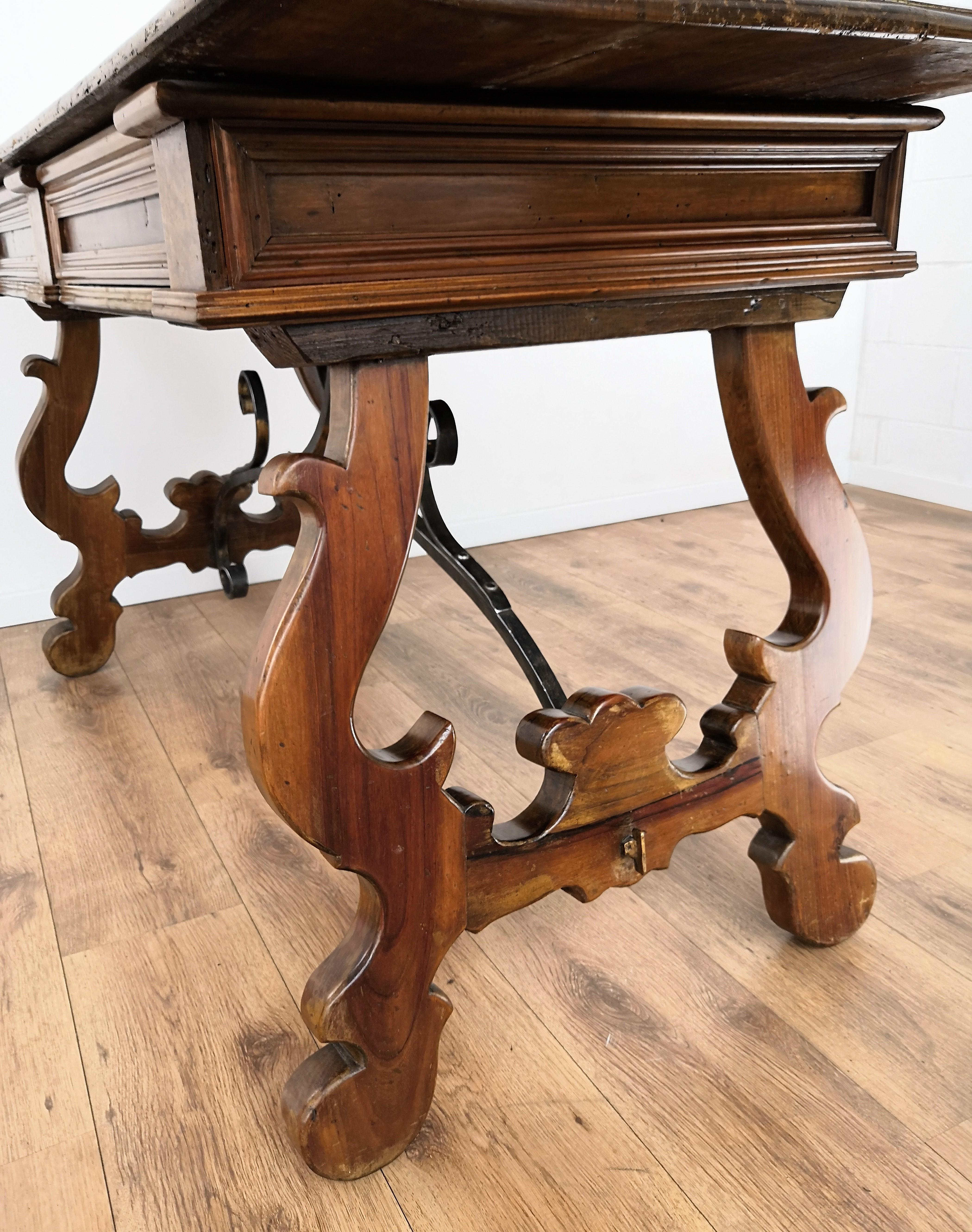 18th Century Solid Walnut Baroque Lyre-Leg Trestle Refectory Desk ...