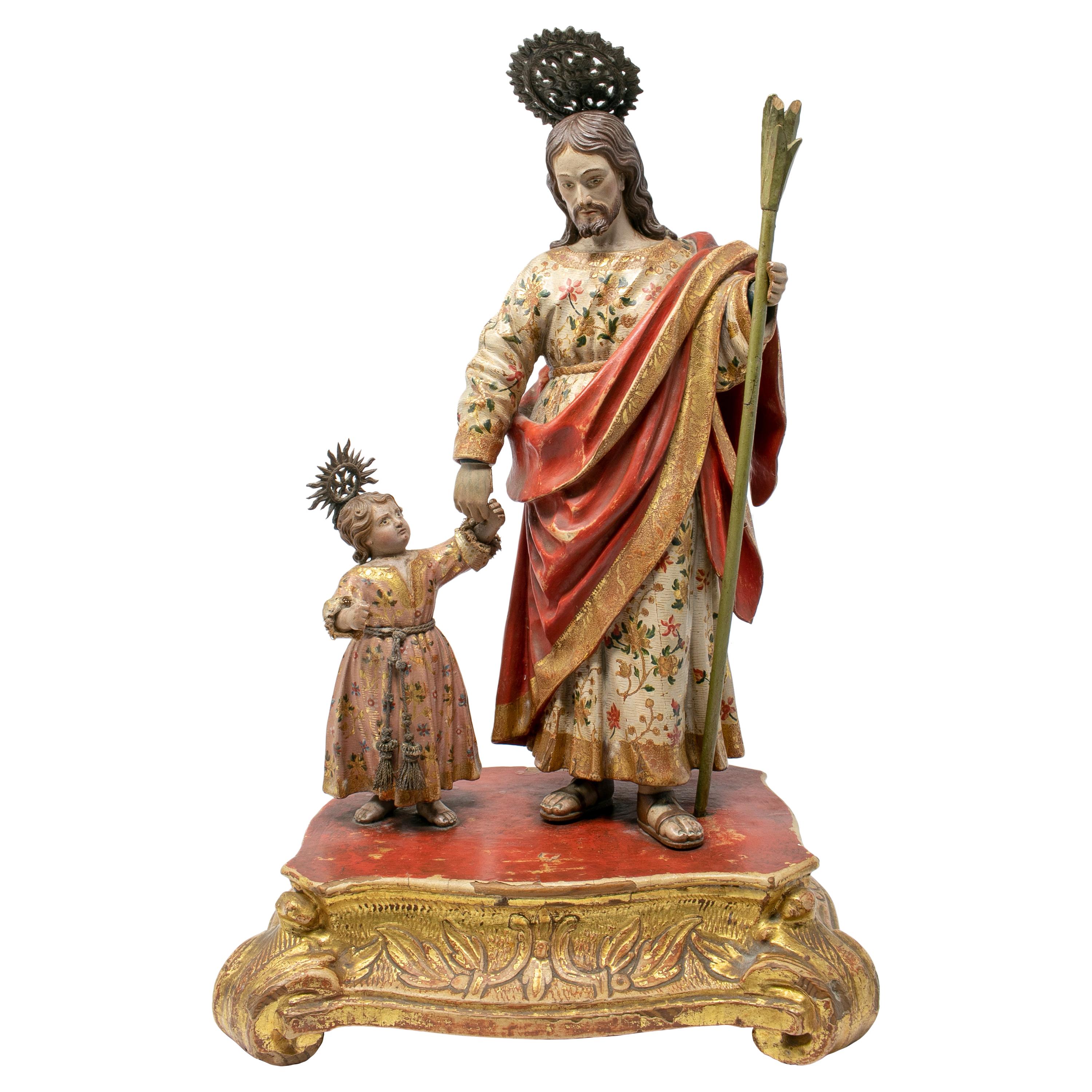 18th Century Italian St Joseph with Infant Jesus Baroque Old Master ...