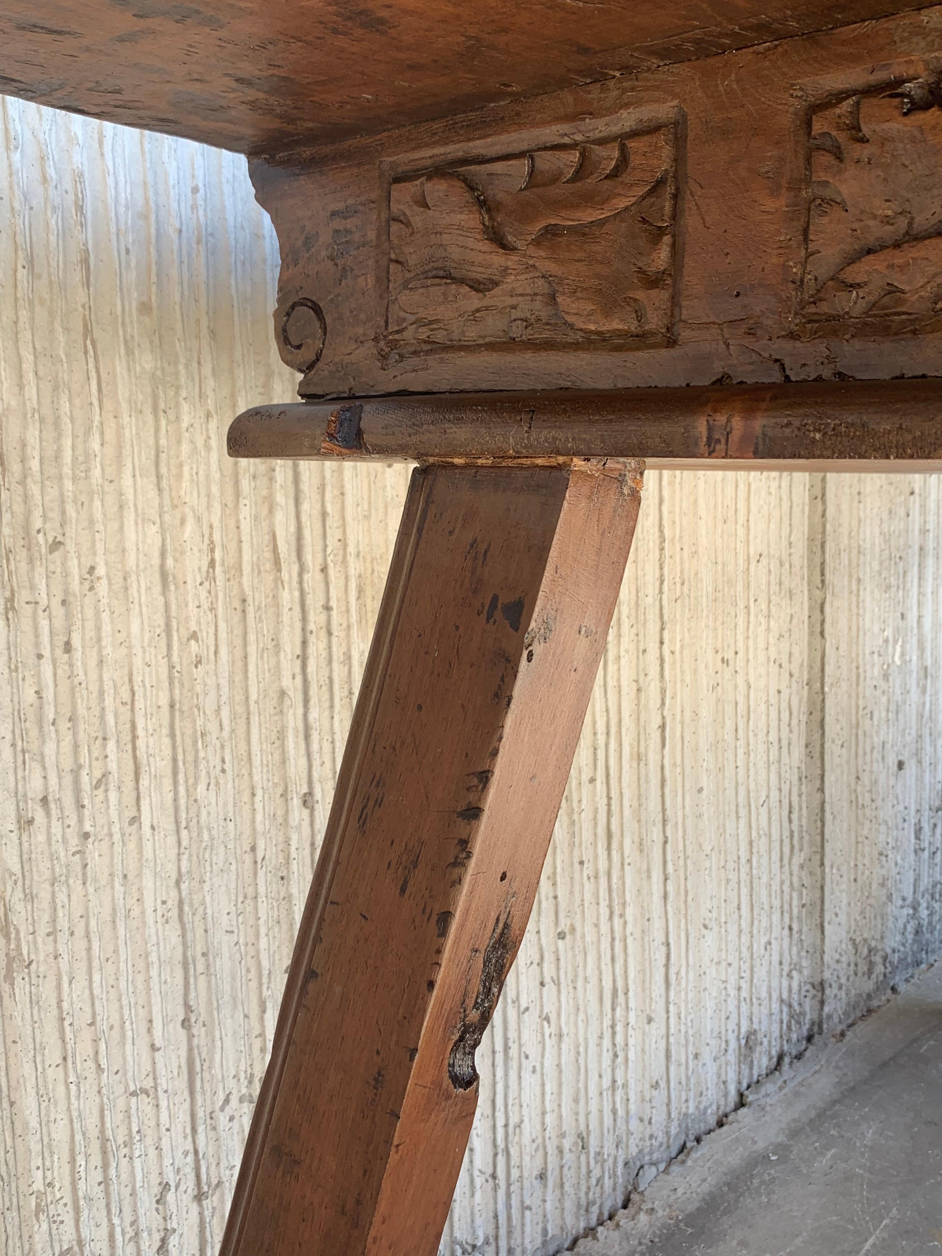 18th Century Catalan Spanish Baroque Walnut Trestle Table, Restored at ...