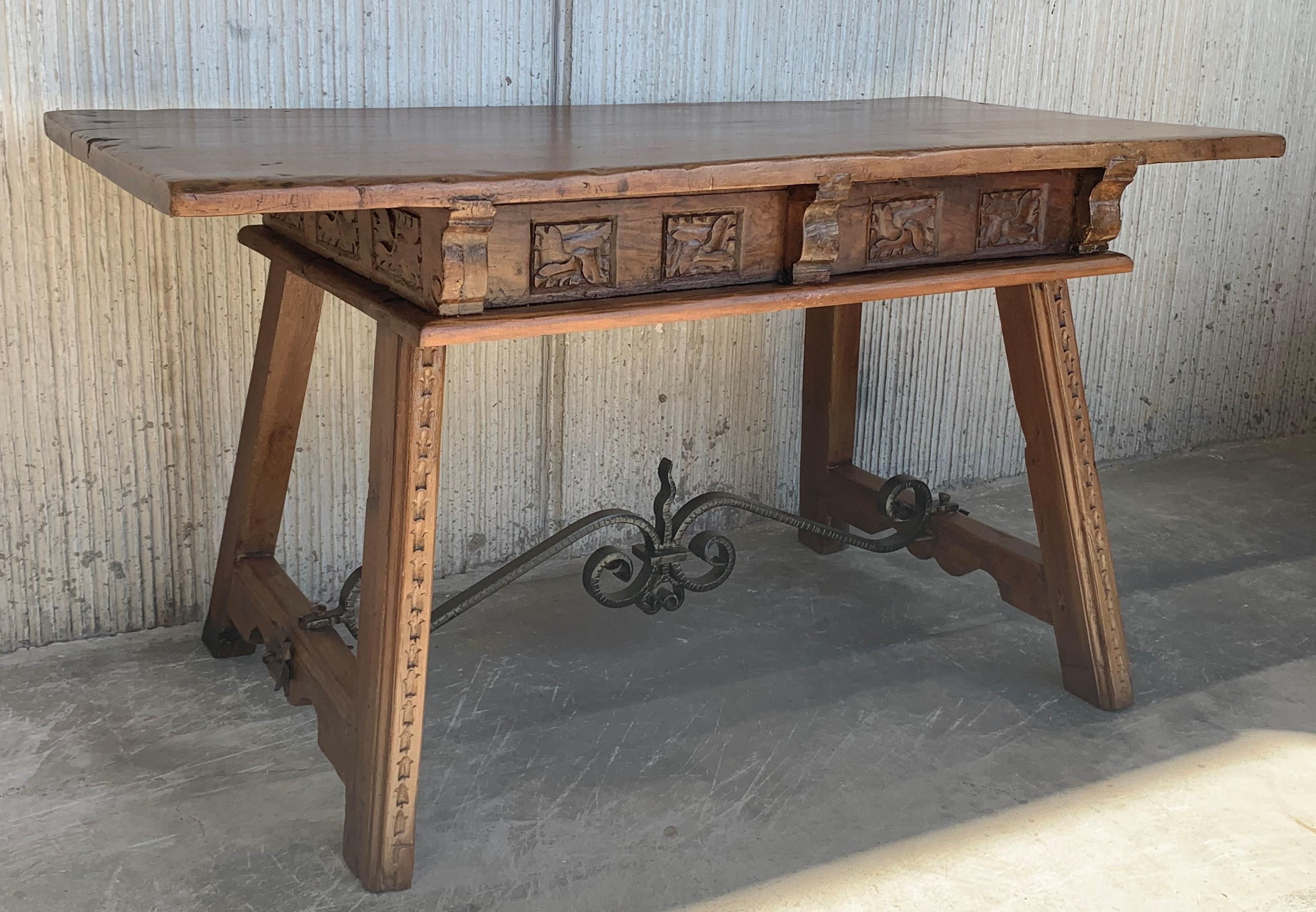 18th Century Catalan Spanish Baroque Walnut Trestle Table, Restored at ...
