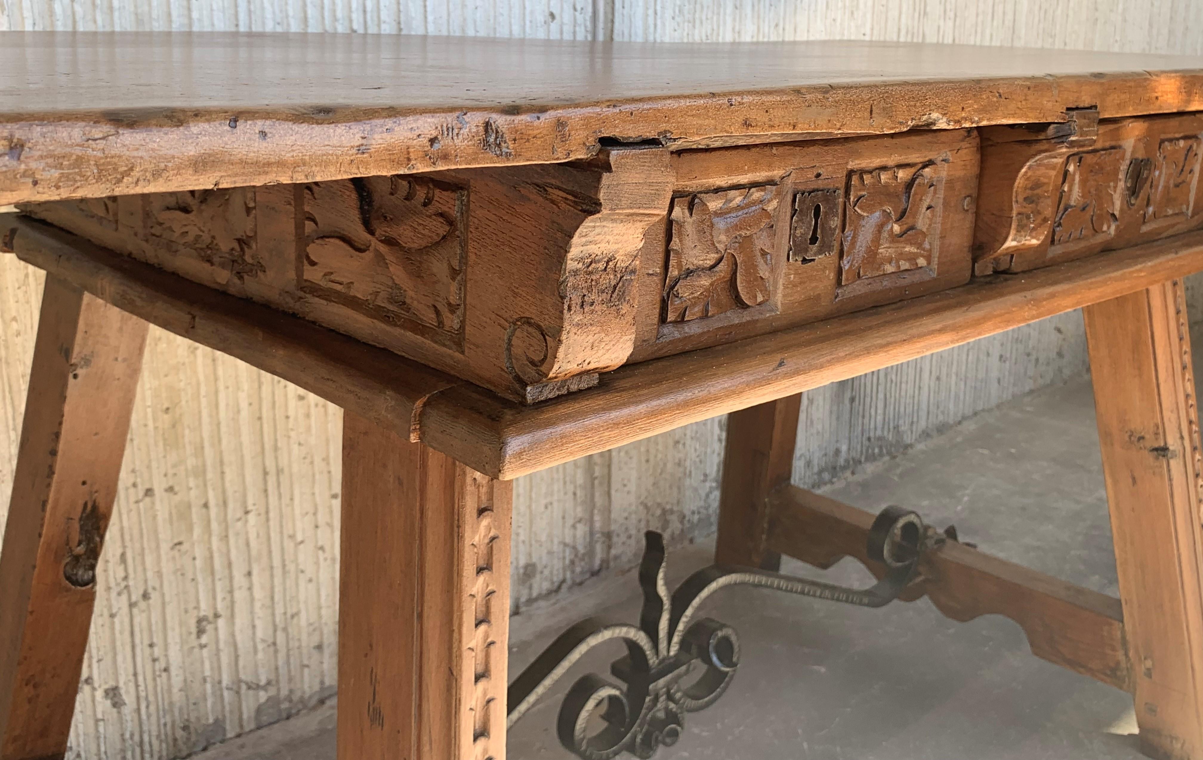 18th Century Catalan Spanish Baroque Walnut Trestle Table, Restored at ...