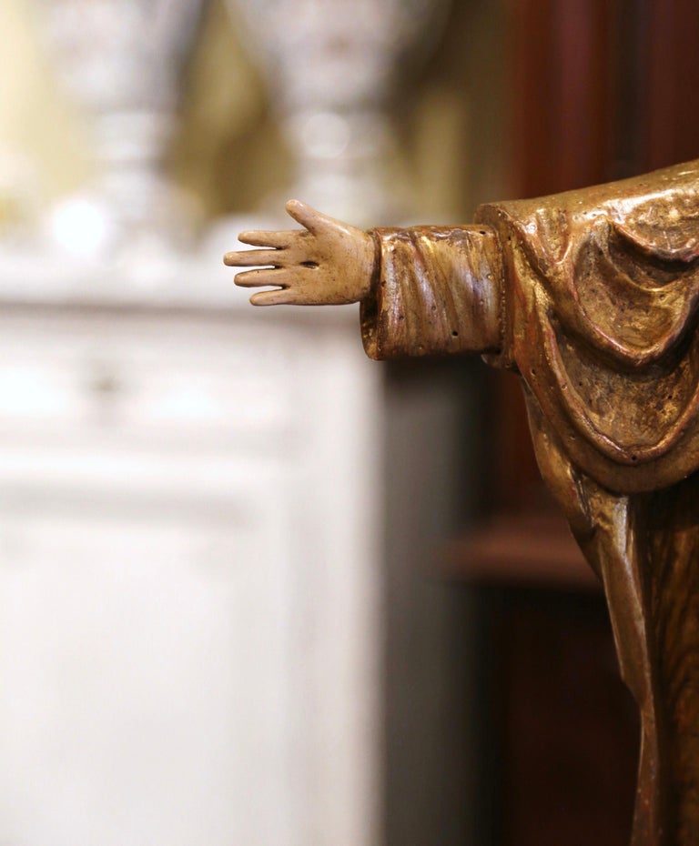 18th Century Spanish Carved Polychrome Gilt Statue of Christ with ...